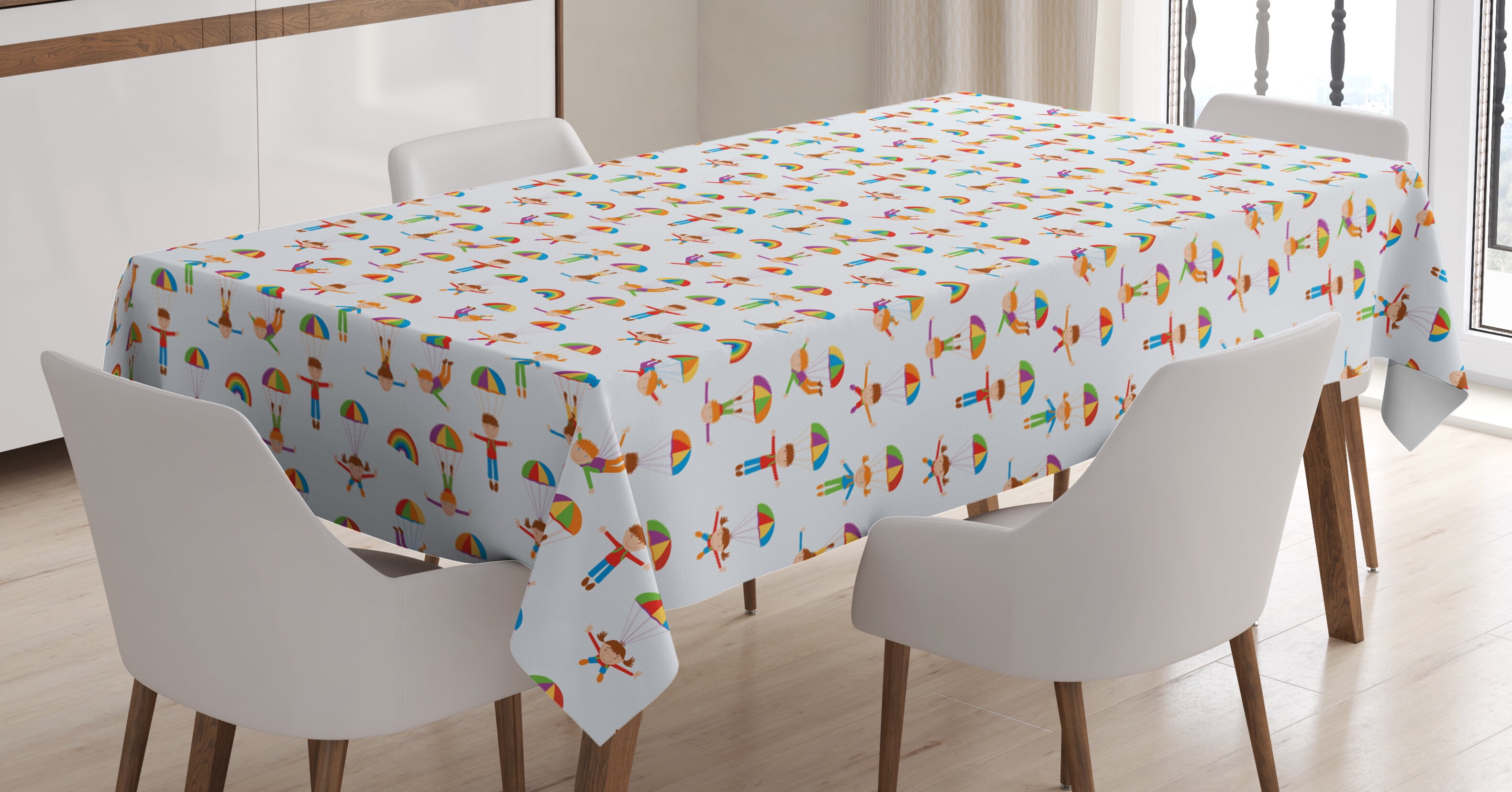 Ambesonne Sport Tablecloth Rectangular Table Cover, Parachute Jumping ...