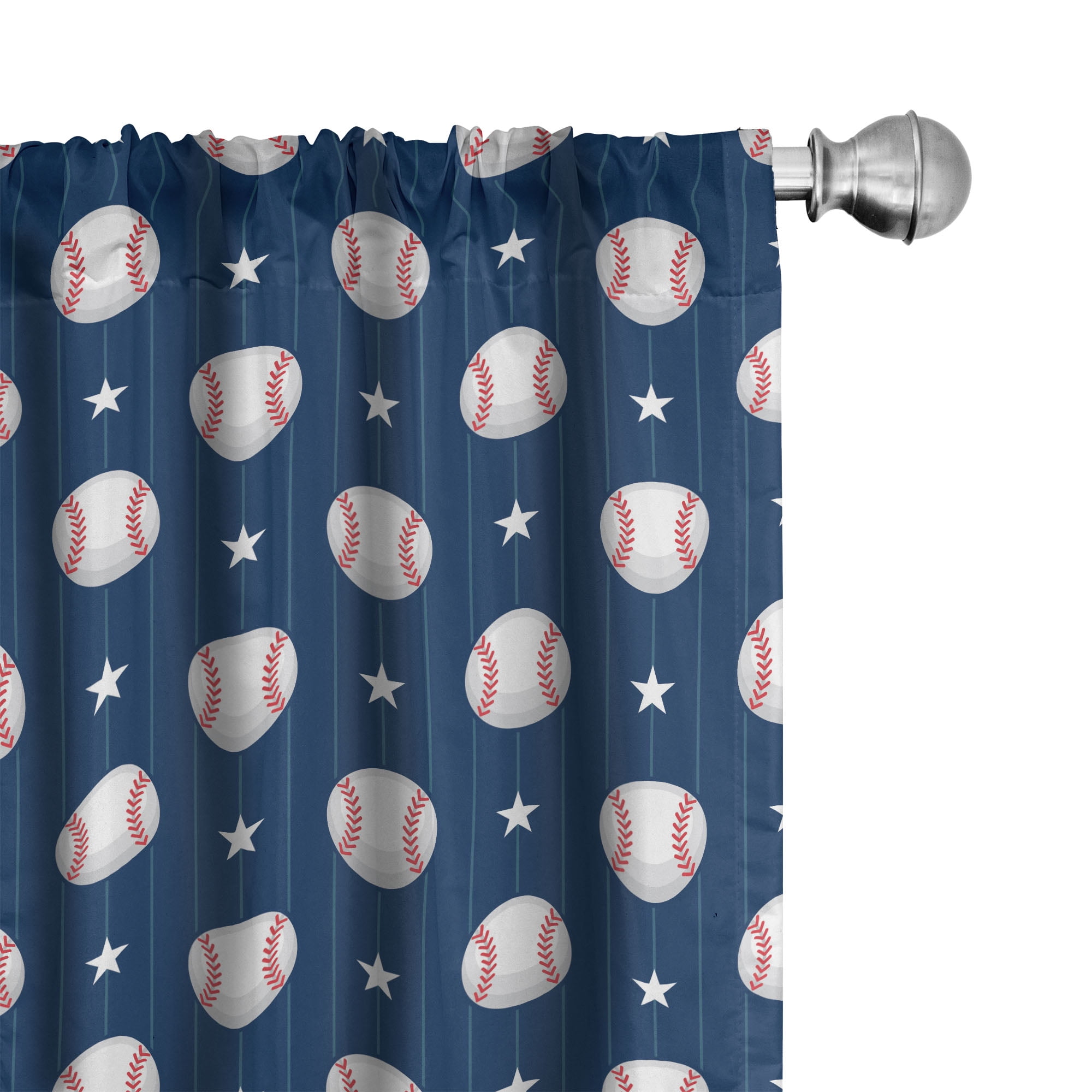 Ambesonne Sports Curtains, Baseball Stripes, Pair of 28"x95", Night ...
