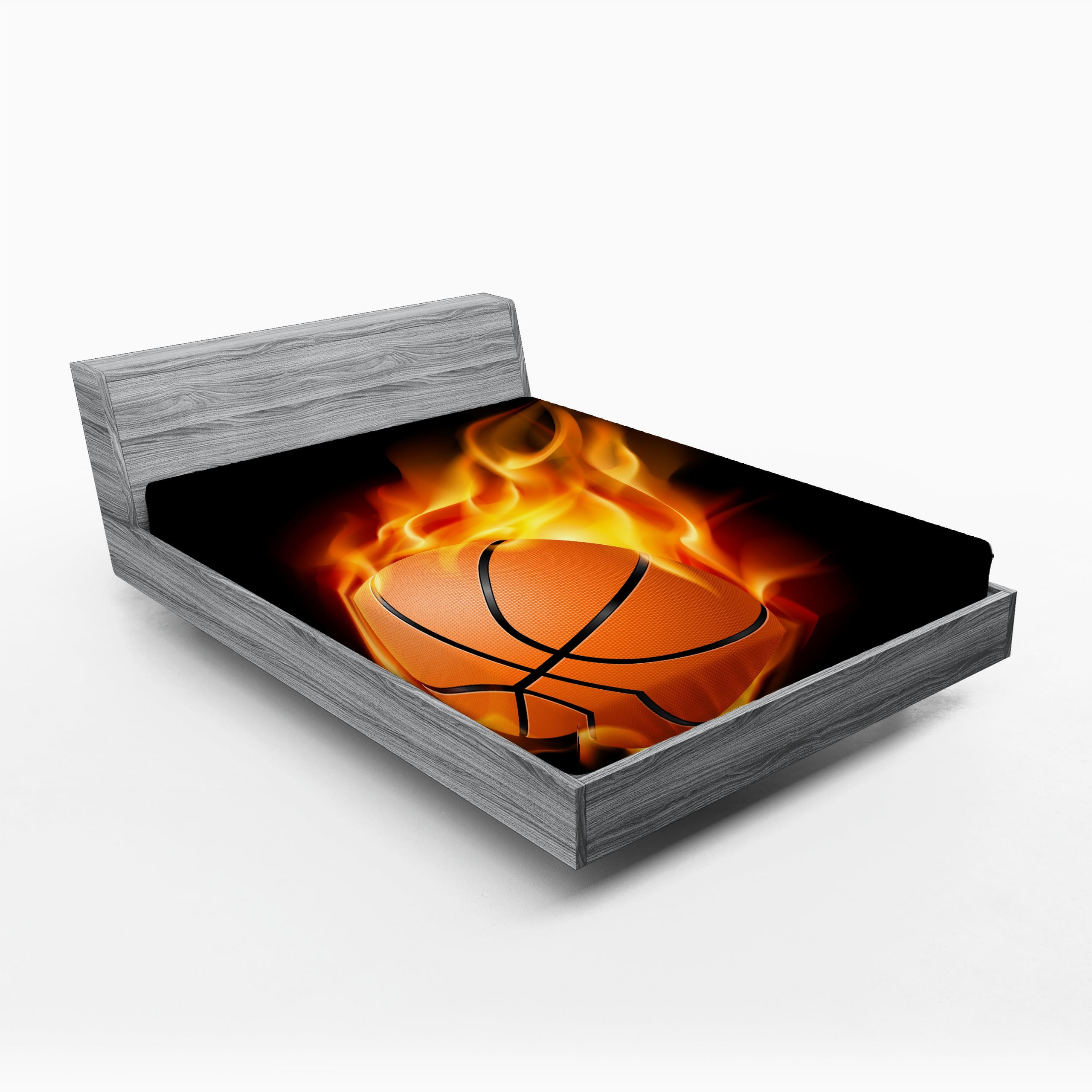 Ambesonne Sports Fitted Sheet, Basketball Shoot Art, Queen Size, Orange ...