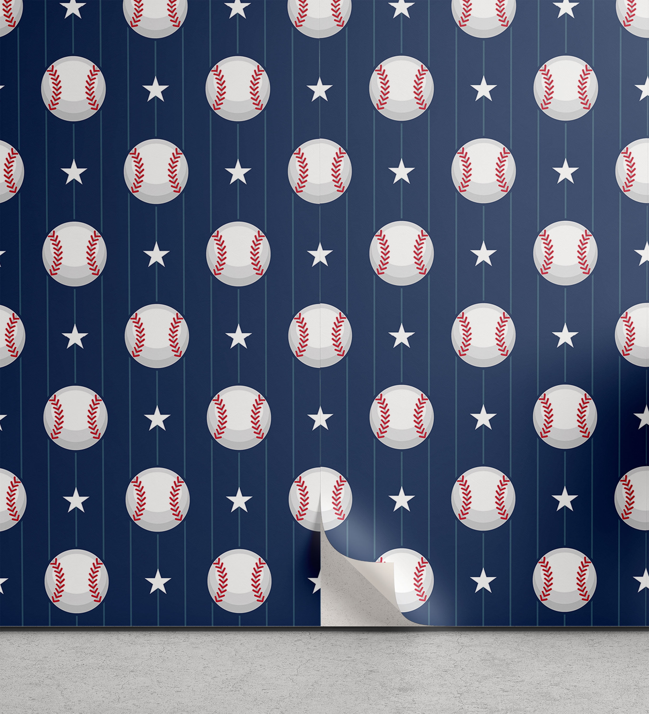 Ambesonne Sports Peel & Stick Wallpaper, Baseball Stripes, 13"x36 ...