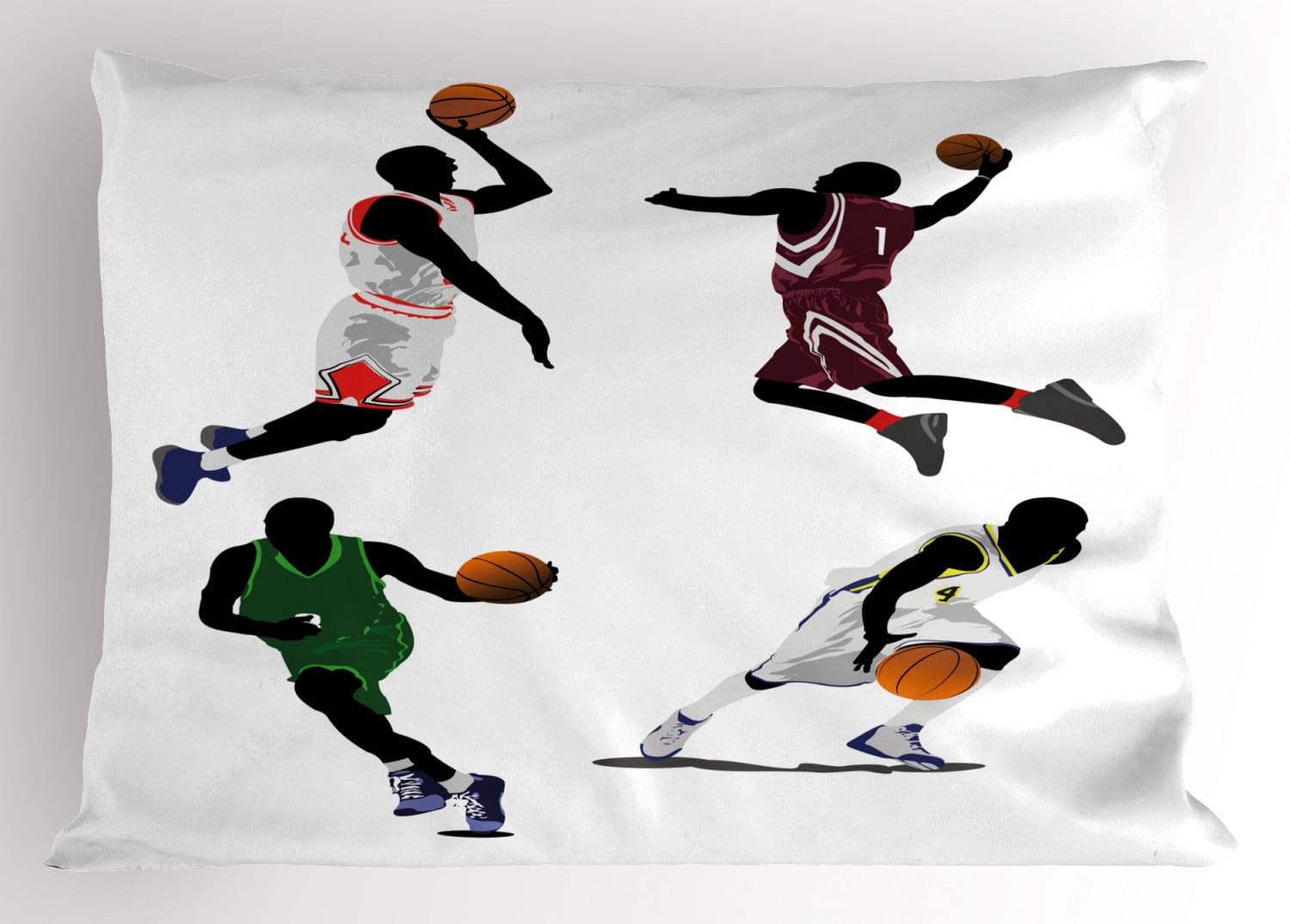 Ambesonne Sports Pillow Sham, Basketball Players Sport, 26" X 20 ...