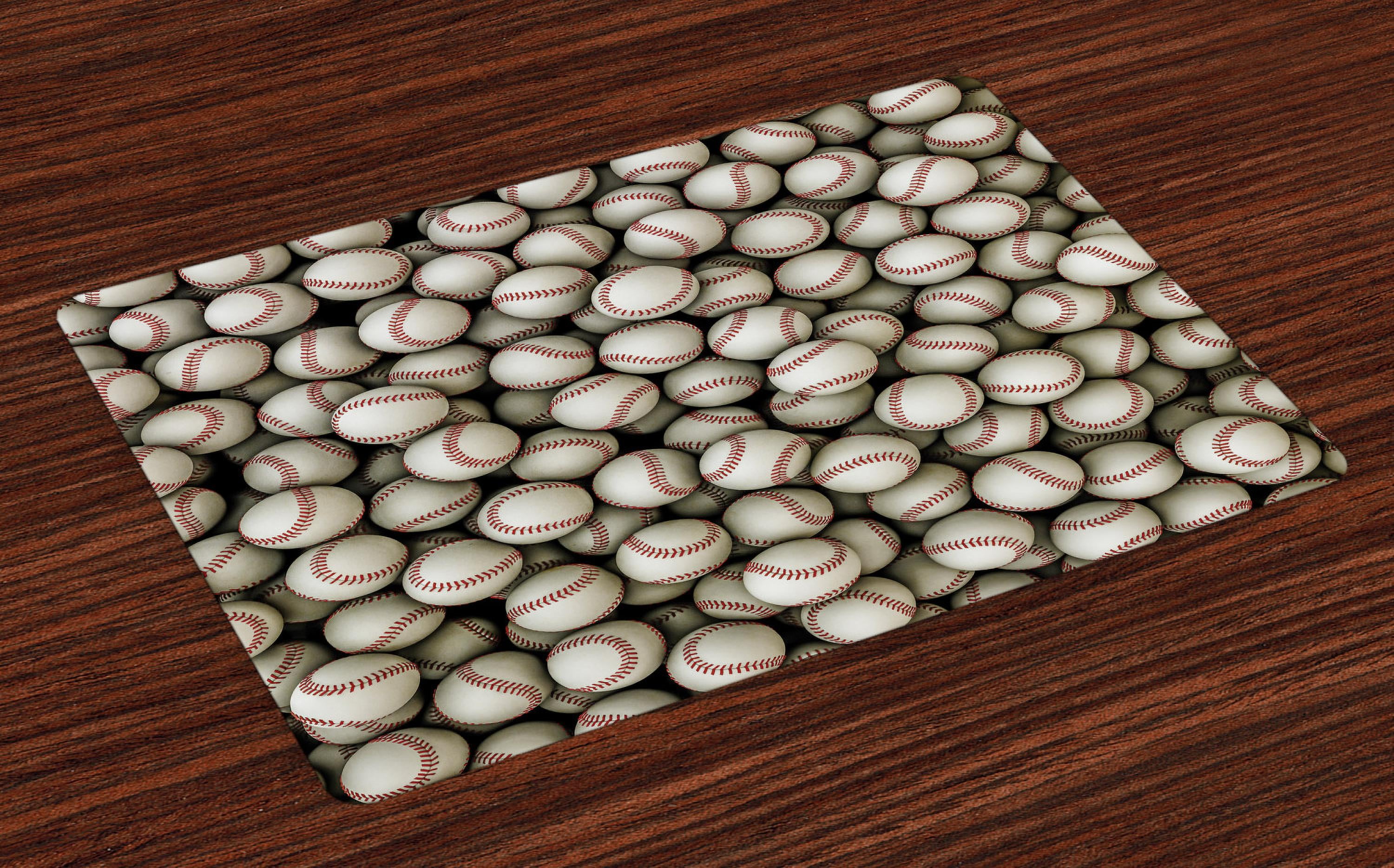 Ambesonne Sports Place Mats Set of 4, Baseball Sport Emblem Art ...