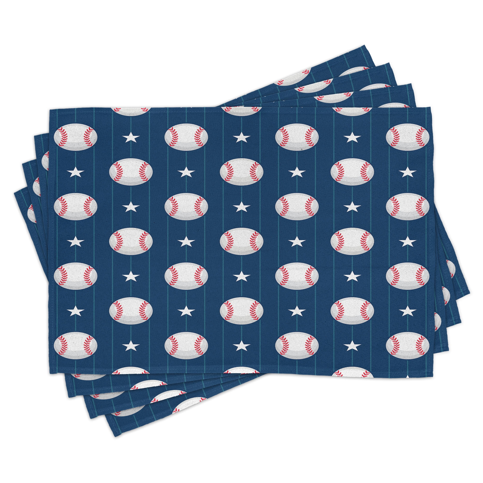 Ambesonne Sports Place Mats Set of 4, Baseball Stripes, Standard Size ...