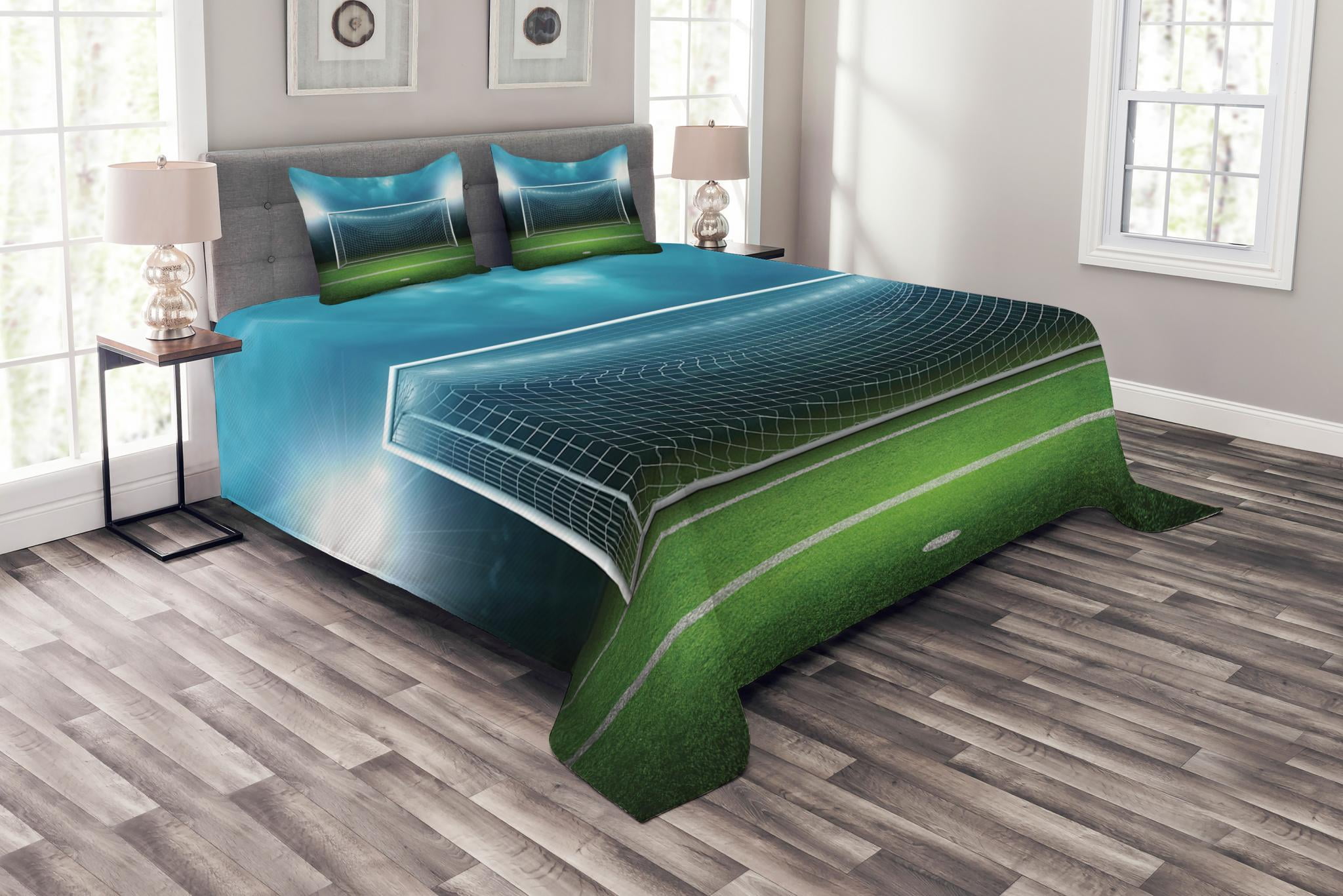 Ambesonne Sports Quilted Bedspread Set 3 Pcs, Soccer Football Game ...