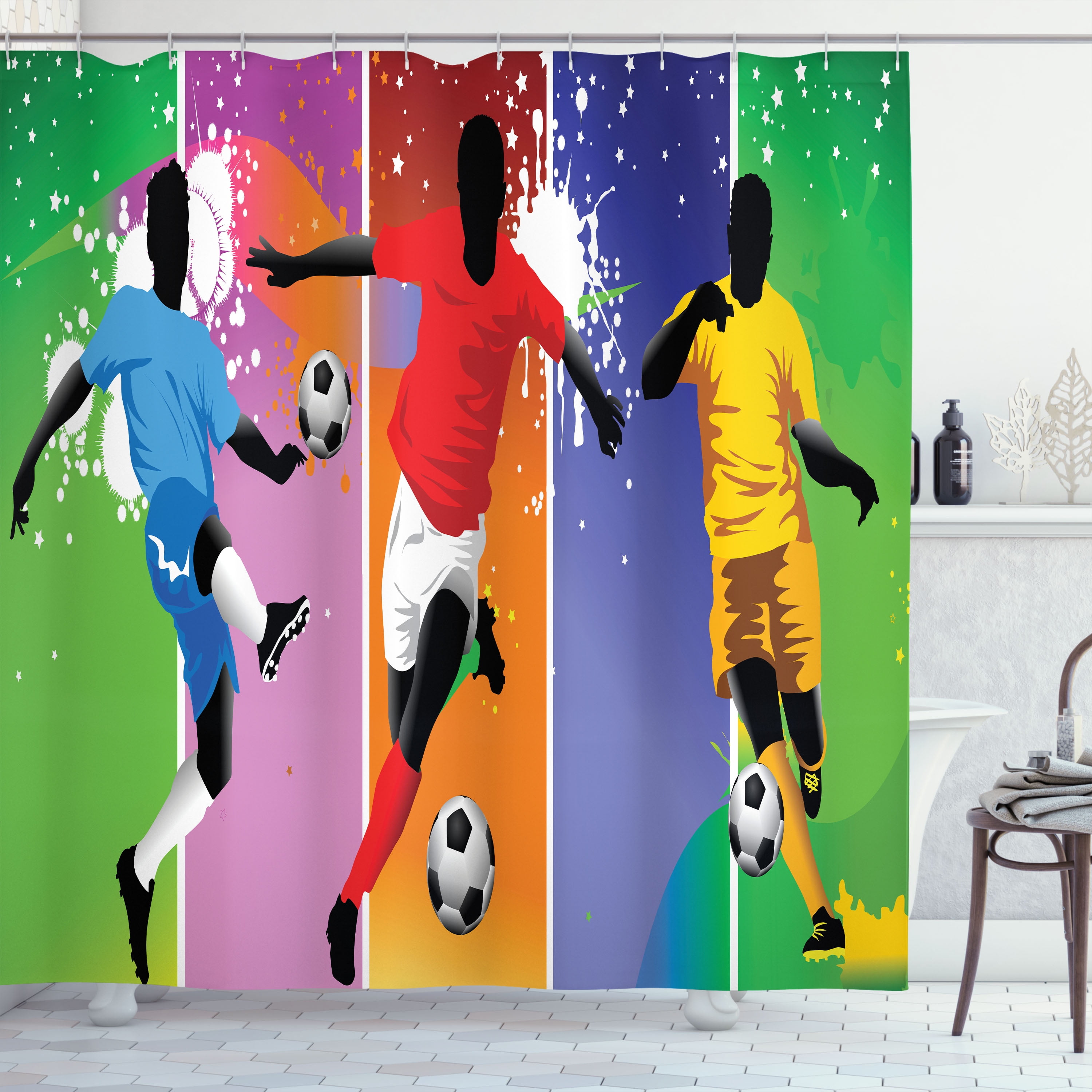 Ambesonne Sports Shower Curtain, Football Soccer Modern, 69"Wx84"L ...