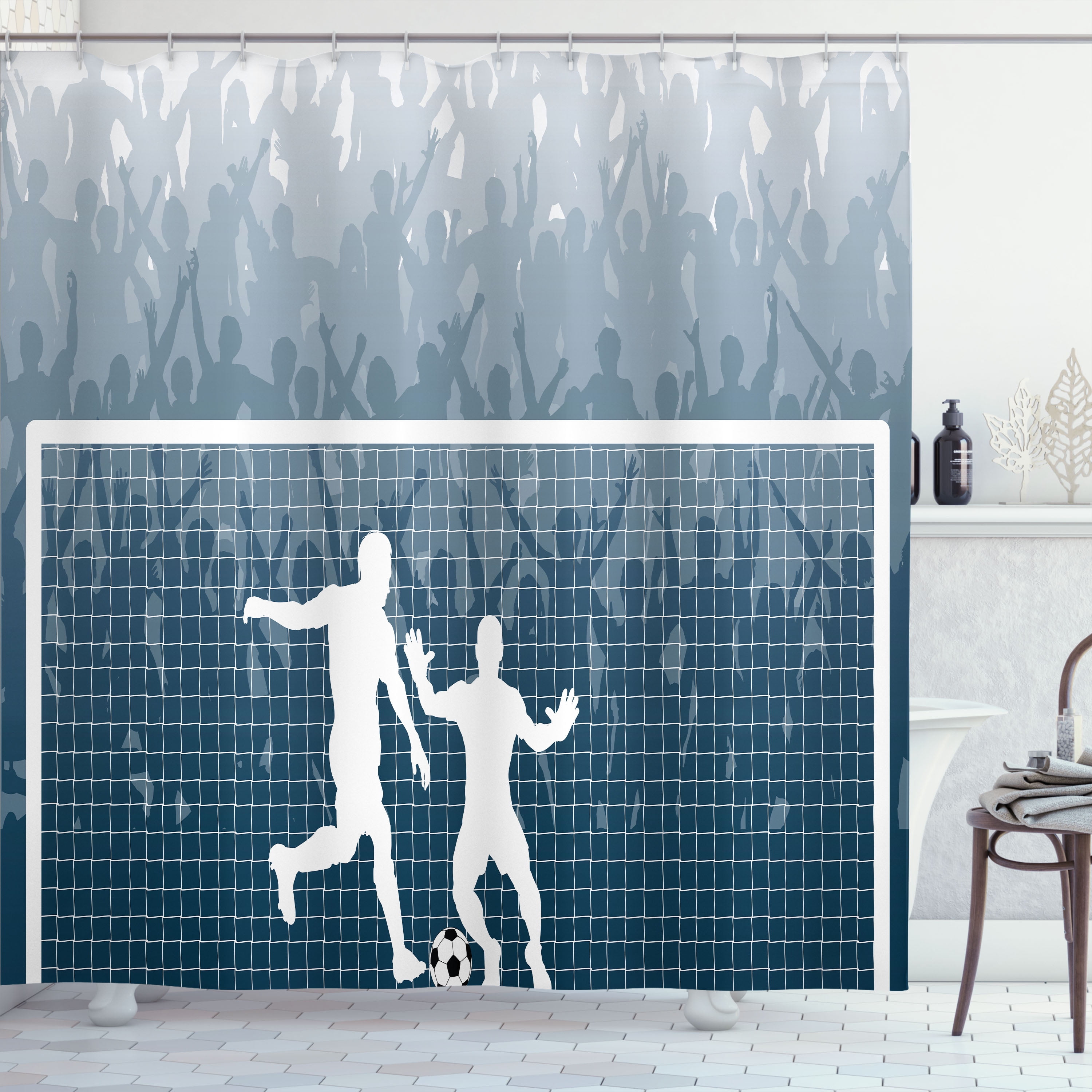 Ambesonne Sports Shower Curtain, Penalty Kick Football, 69"Wx75"L, Blue ...