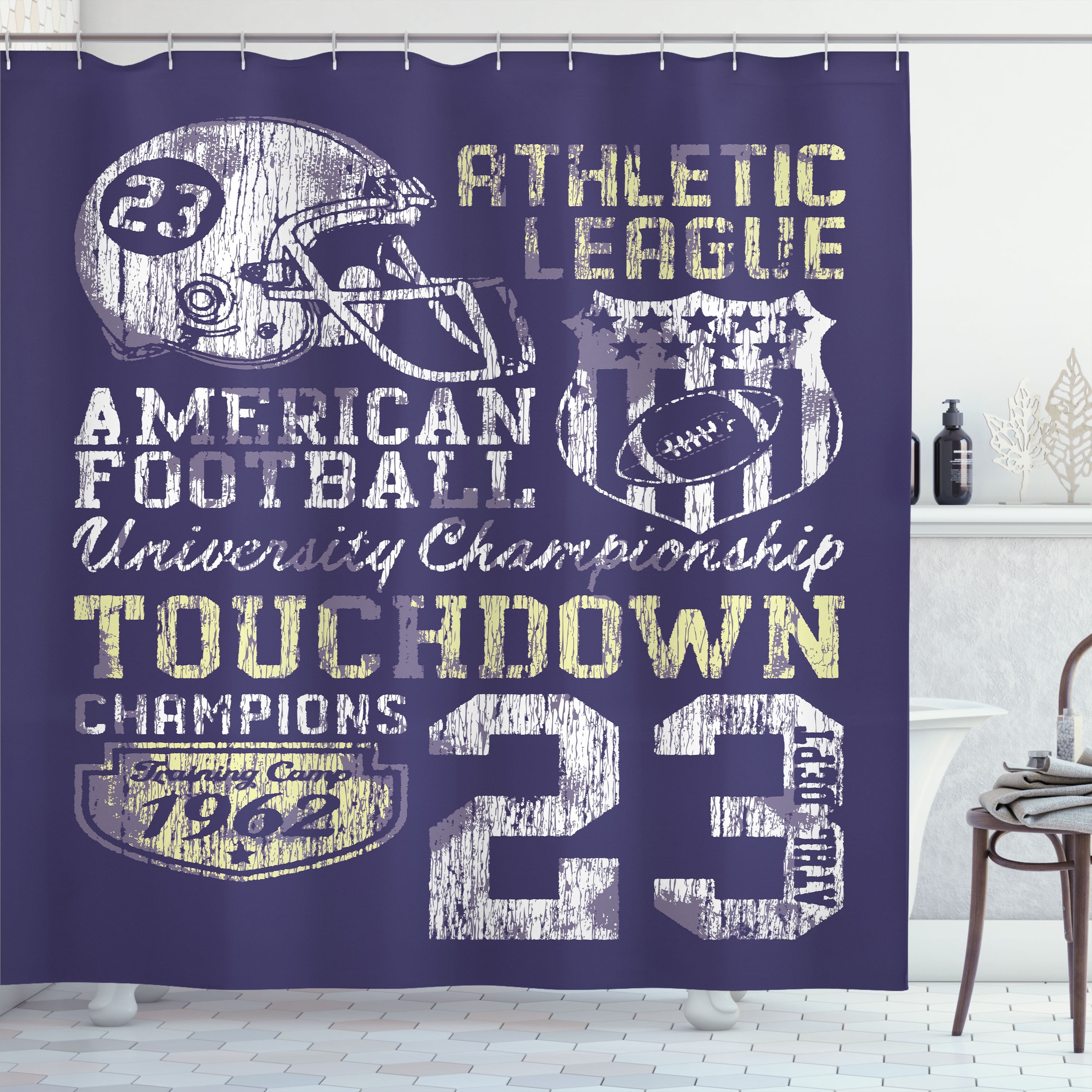 Ambesonne Sports Shower Curtain, Retro American Football, 69"Wx70"L ...