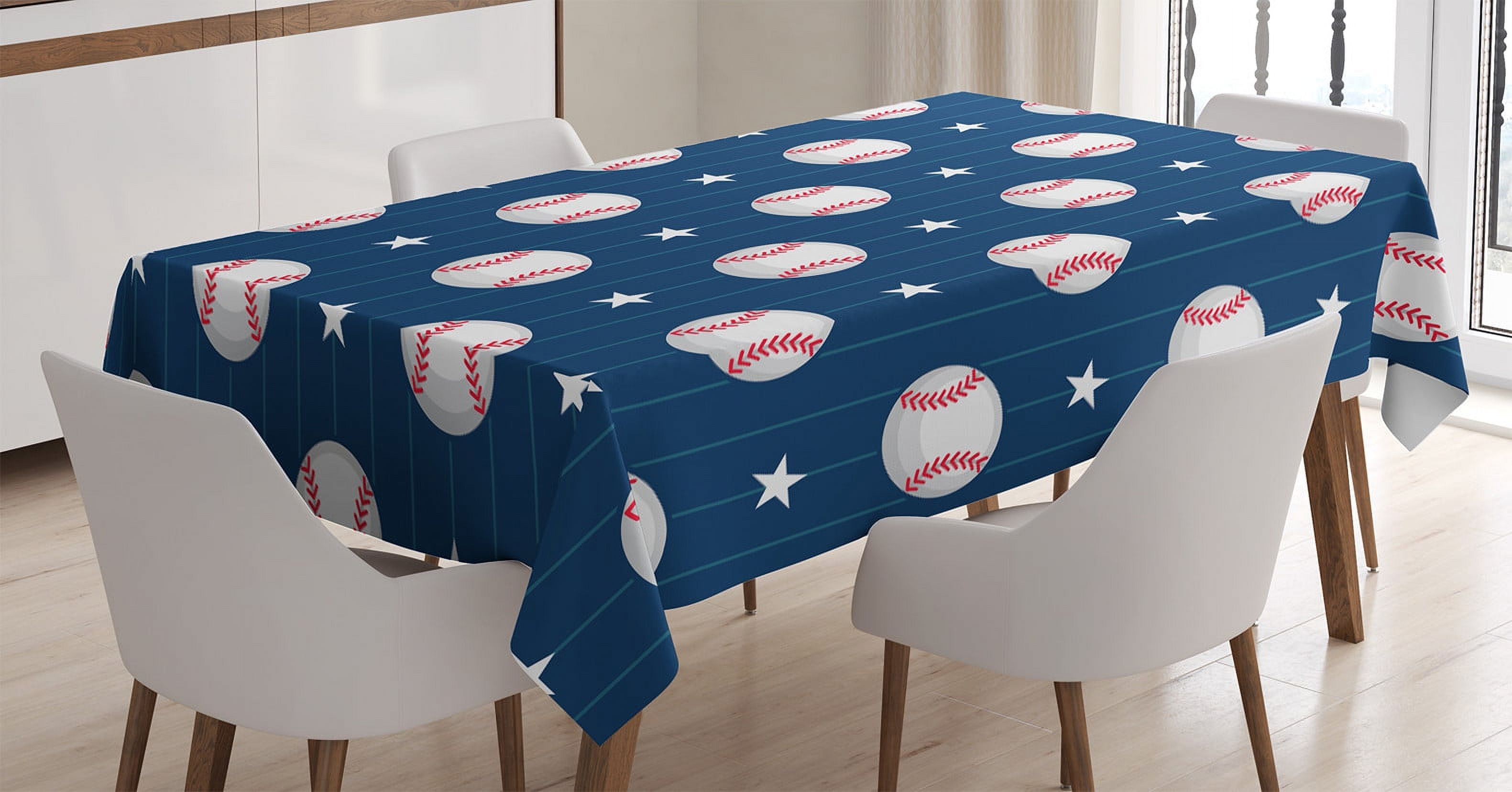 Ambesonne Sports Tablecloth Rectangular Table Cover, Baseball Stripes ...
