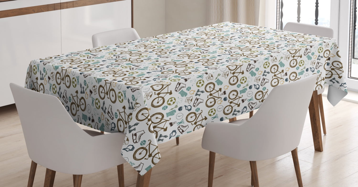 Ambesonne Sports Tablecloth Rectangular Table Cover, Hipster Tennis ...