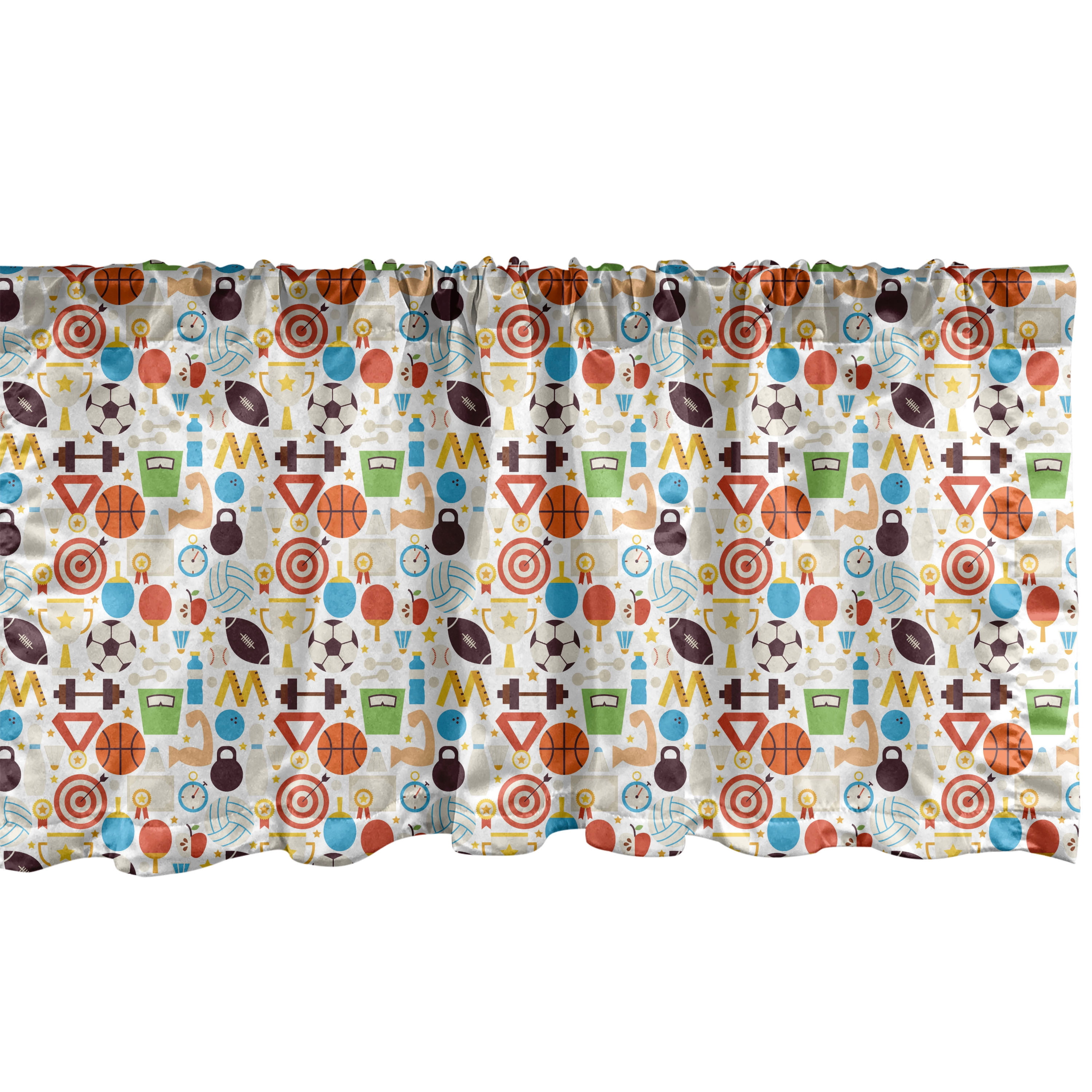 Ambesonne Sports Themed Window Valance, Colorful Active Life, 54" X 12 ...