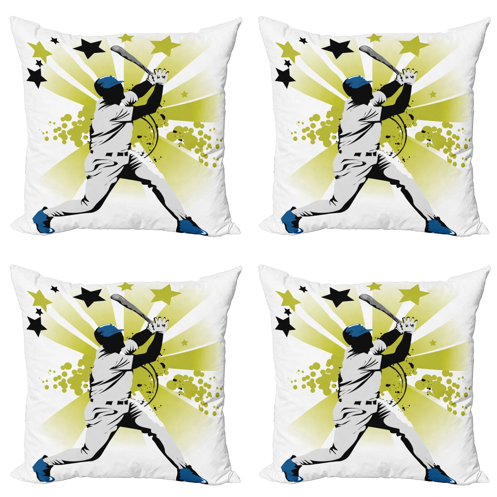 Ambesonne Sports Throw Pillow Cover 4 Pack, Pitcher Hits the Ball, 24 ...