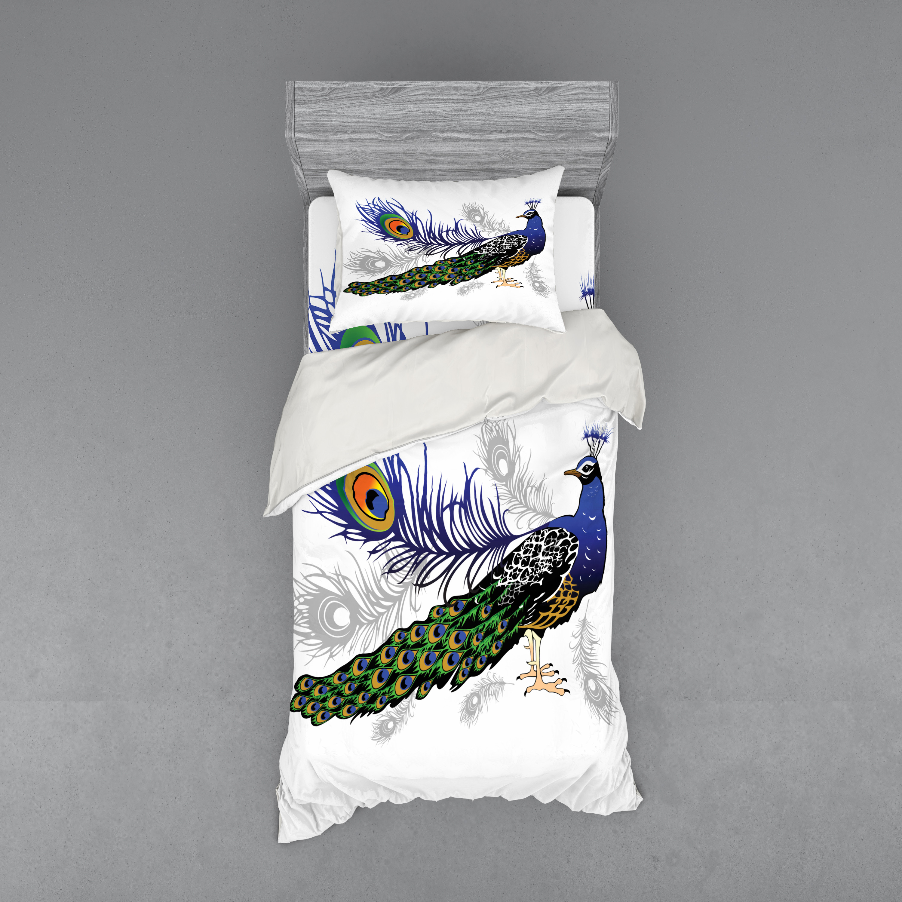 Ambesonne Spring Bedding Set 3 Pcs, Wild Peacock Feather, Twin XL ...