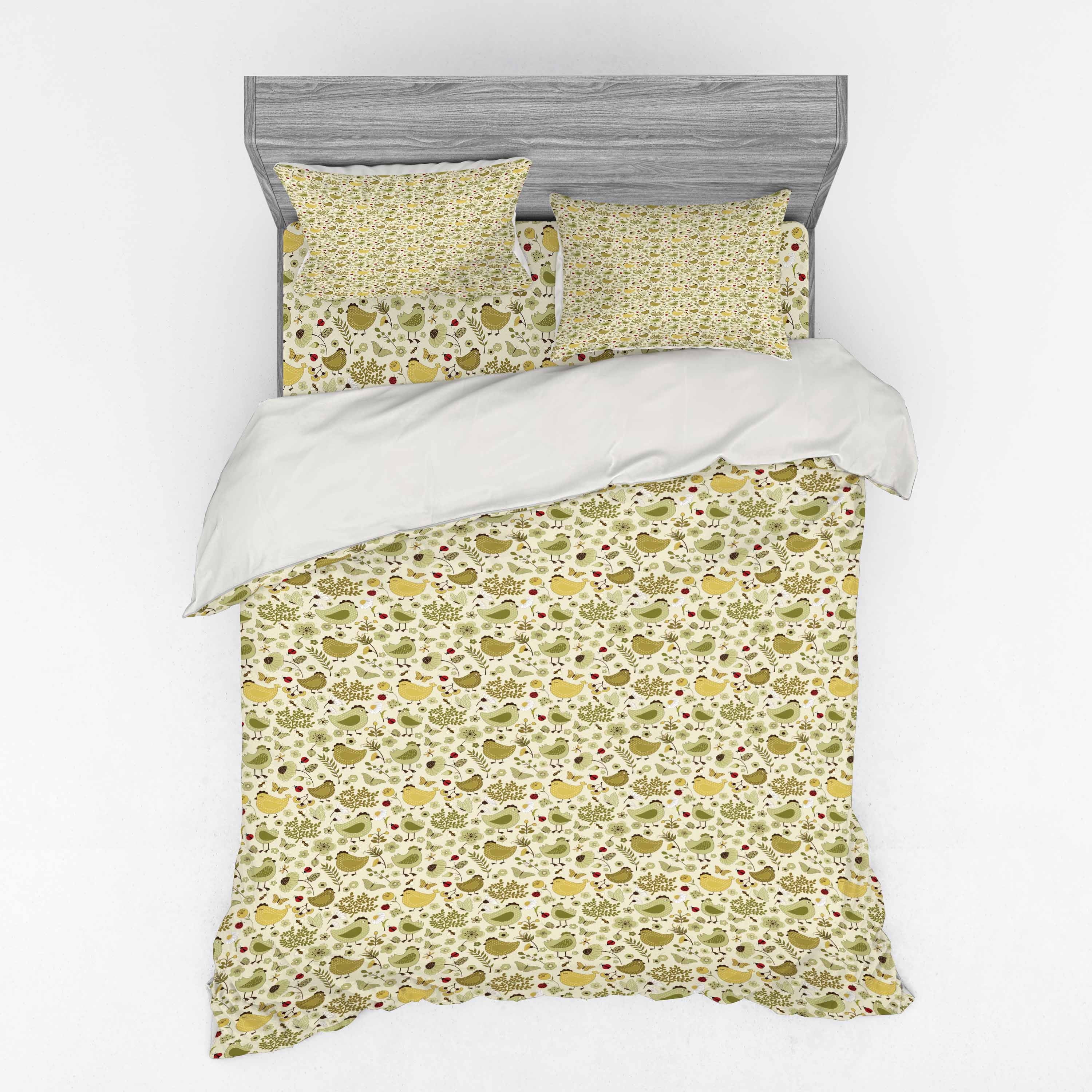 Ambesonne Spring Bedding Set 4 Pcs, Bumble Bee Ladybug Dots, Queen ...