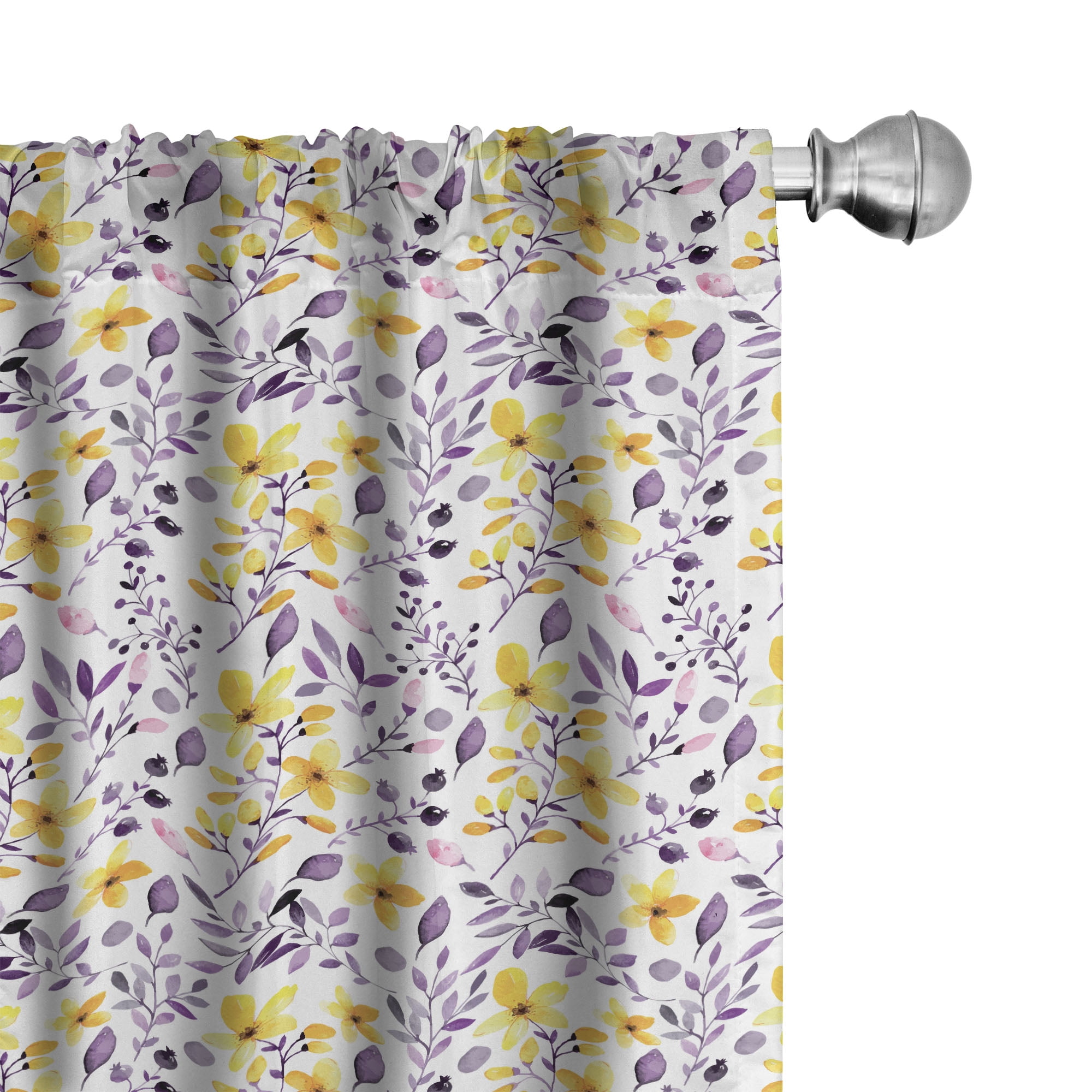 Ambesonne Spring Curtains, Rural Flowers and Leaves, Pair of 28"x84 ...