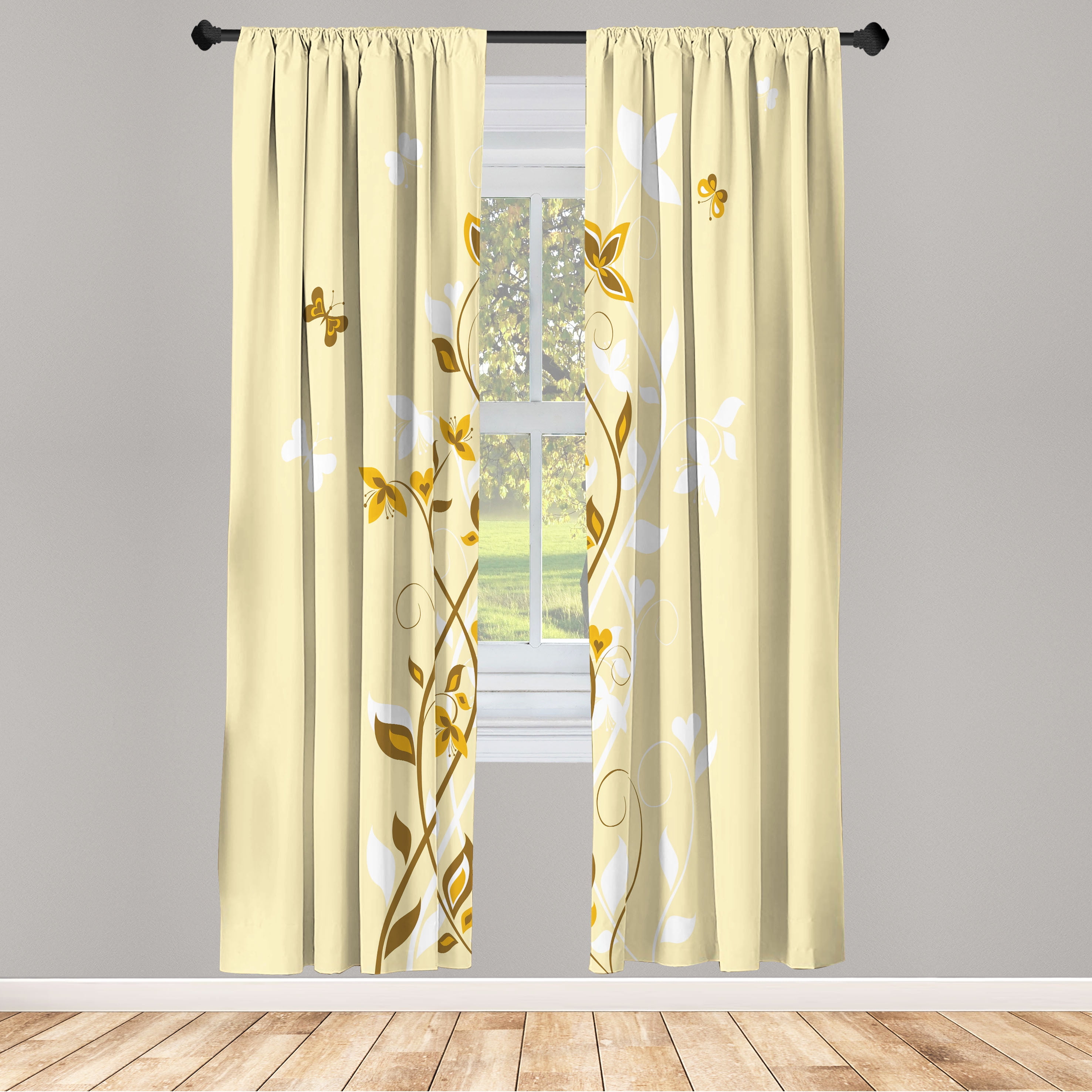 Ambesonne Spring Curtains, Violet Tree Swirling Persian, Pair of 28"x63 ...