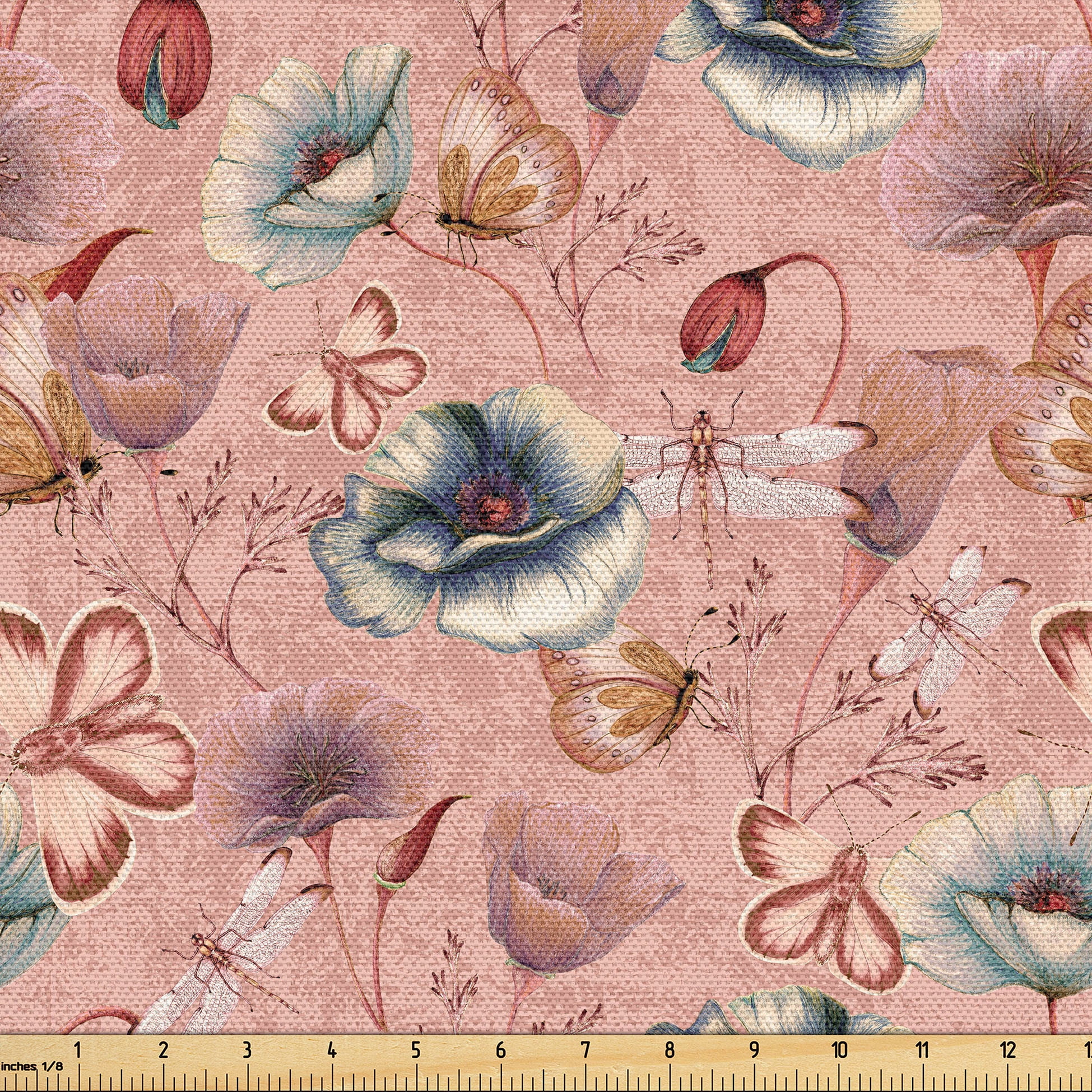 Ambesonne Spring Fabric by the Yard Upholstery, Butterfly Grunge ...