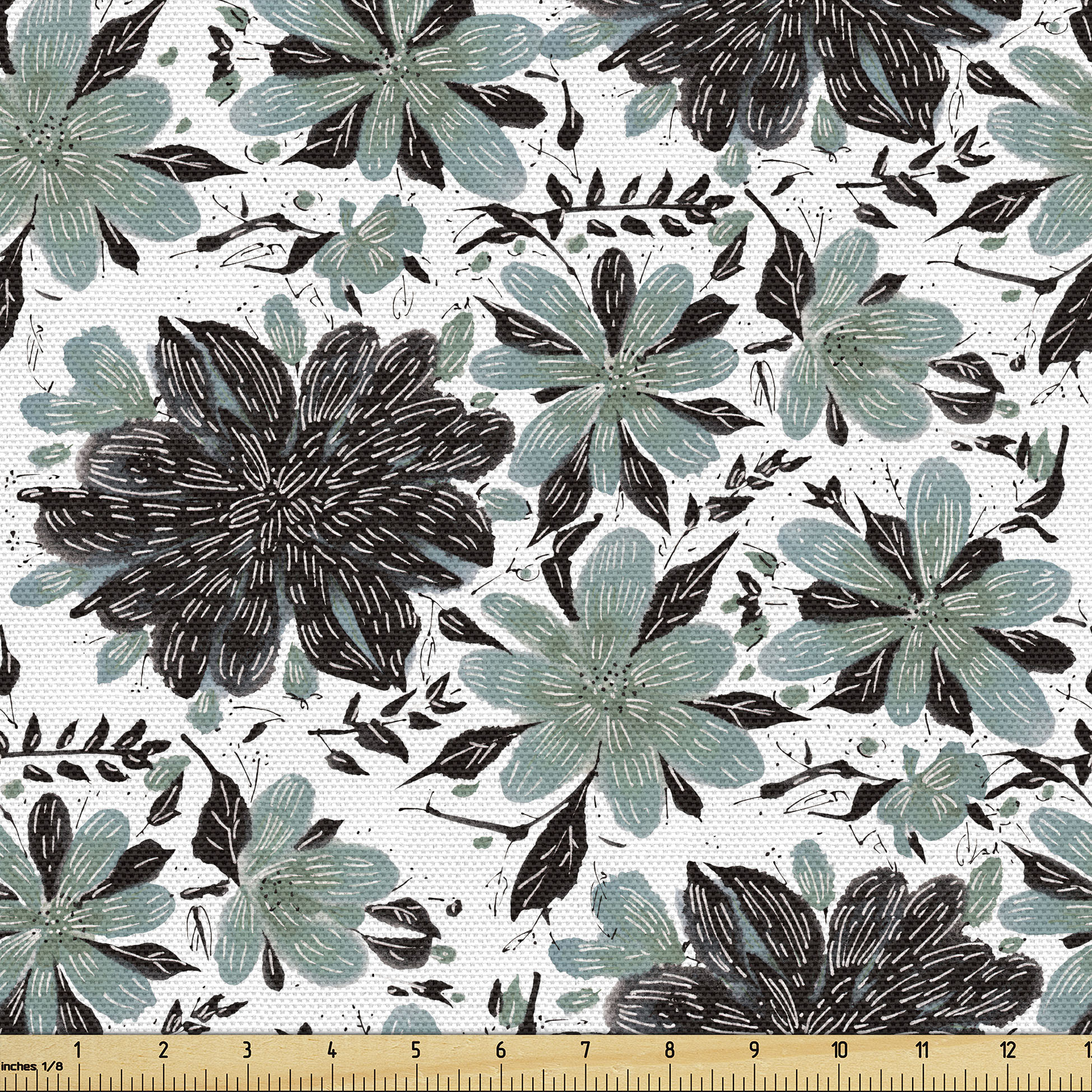 Ambesonne Spring Fabric by the Yard Upholstery, Flowers Flora Scene ...
