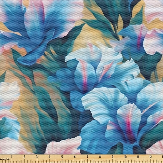 Ambesonne Spring Fabric by the Yard Upholstery, Iris Flowers Pattern ...