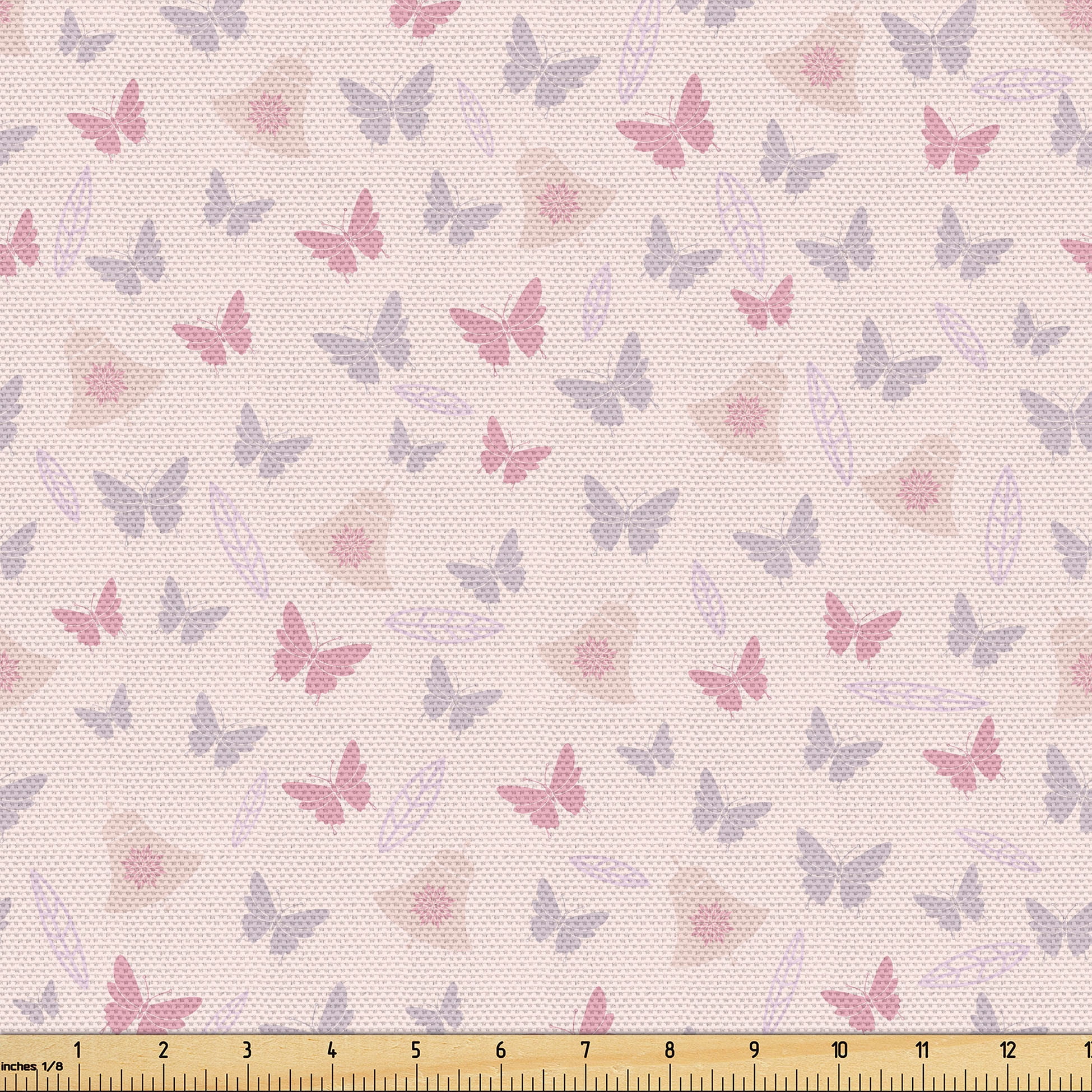 Ambesonne Spring Fabric by the Yard Upholstery, Abstract Butterflies ...