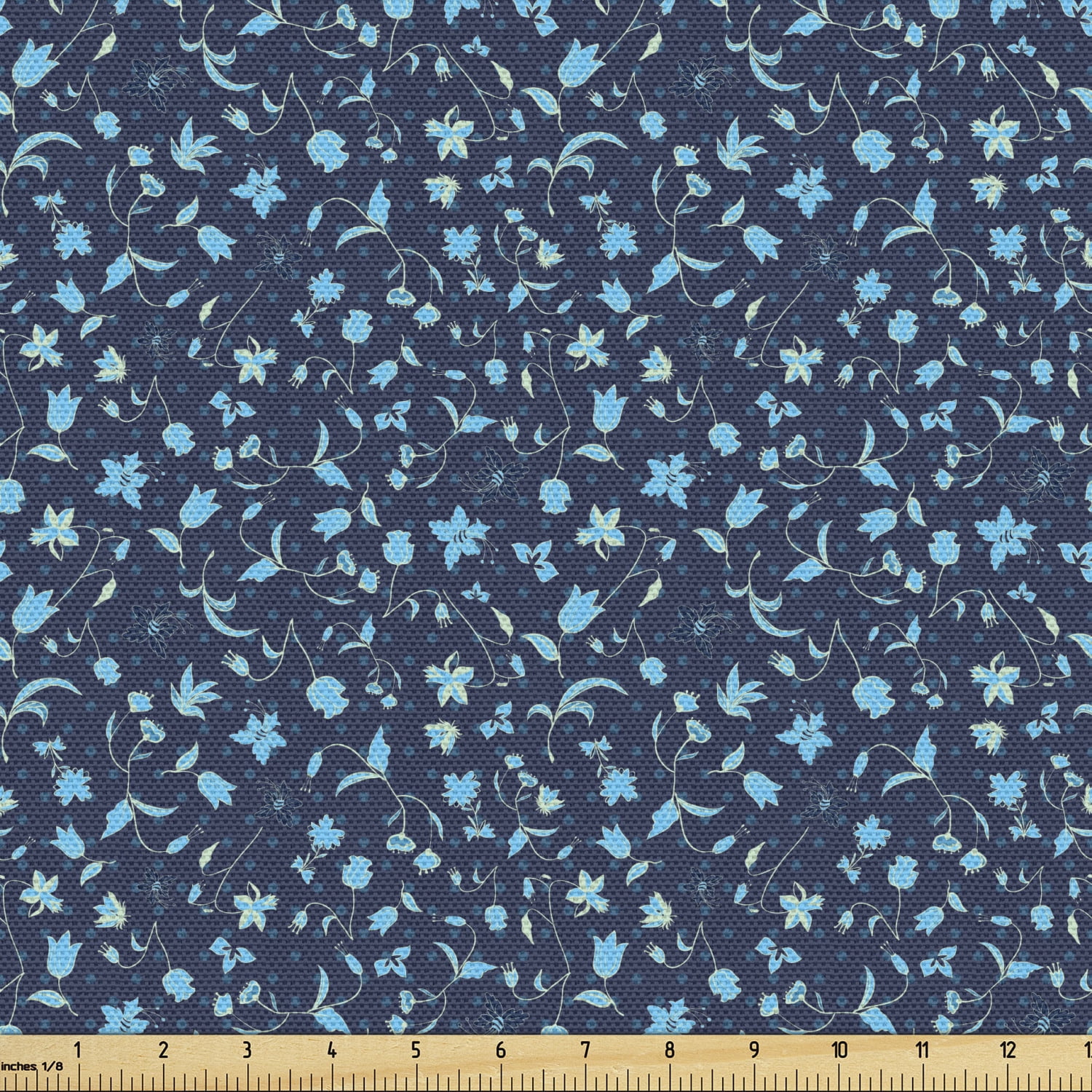 Ambesonne Spring Fabric by the Yard Upholstery, Botanical Petals Leaves ...