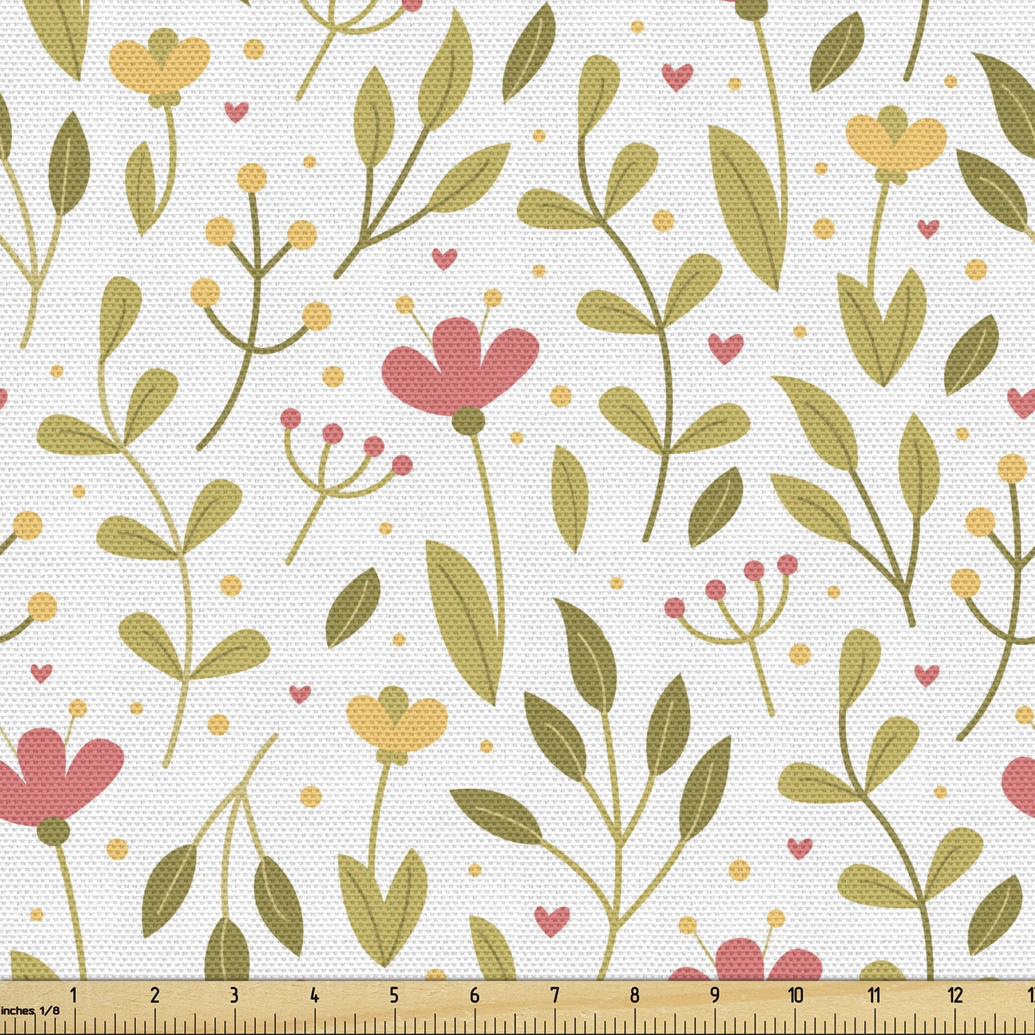 Ambesonne Spring Fabric by the Yard Upholstery, Cartoon Garden Floral ...