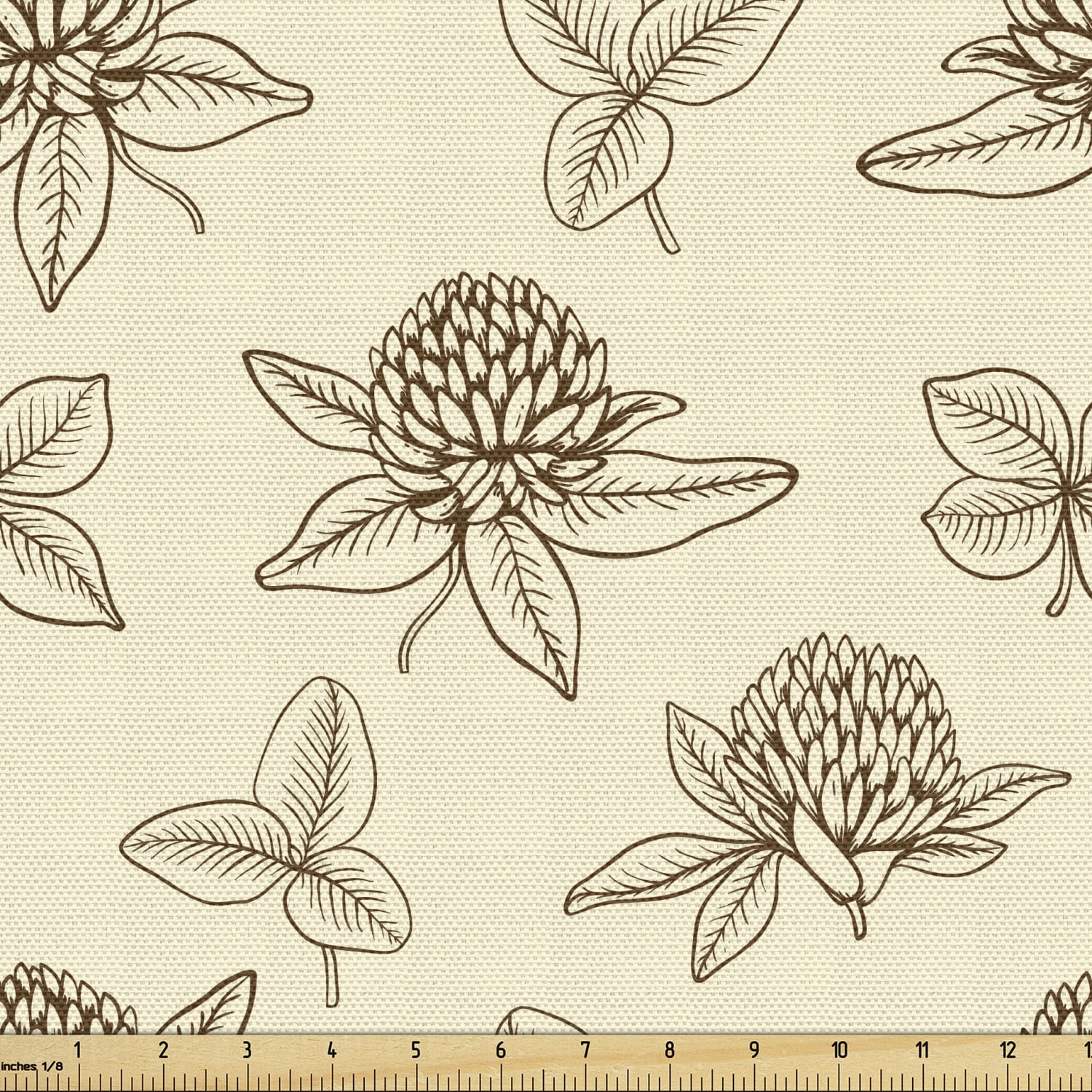 Ambesonne Spring Fabric by the Yard Upholstery, Vintage Sketch Clover ...