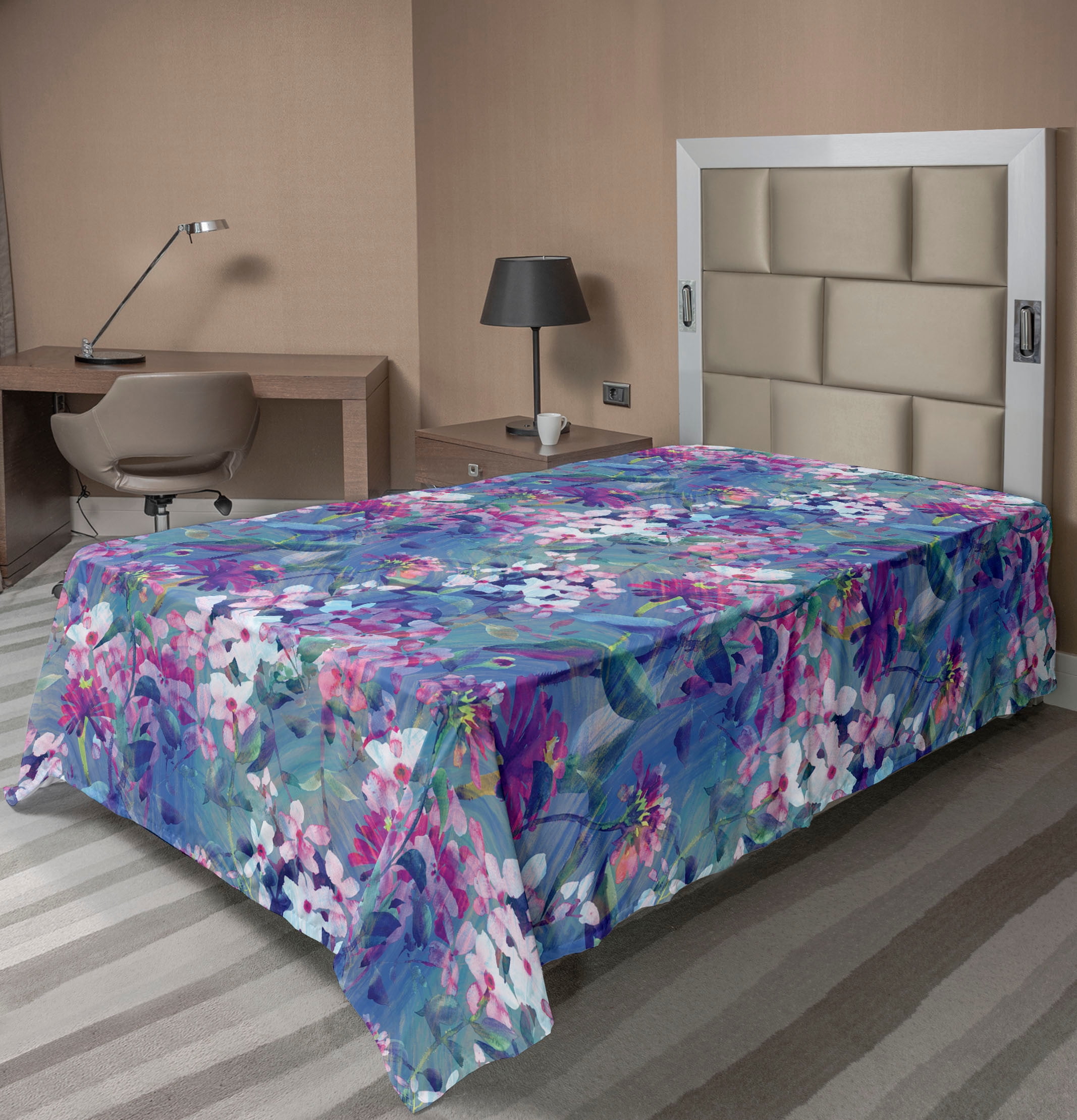 Ambesonne Spring Flat Bedding Sheet Soft Top Sheet, Retro Garden ...