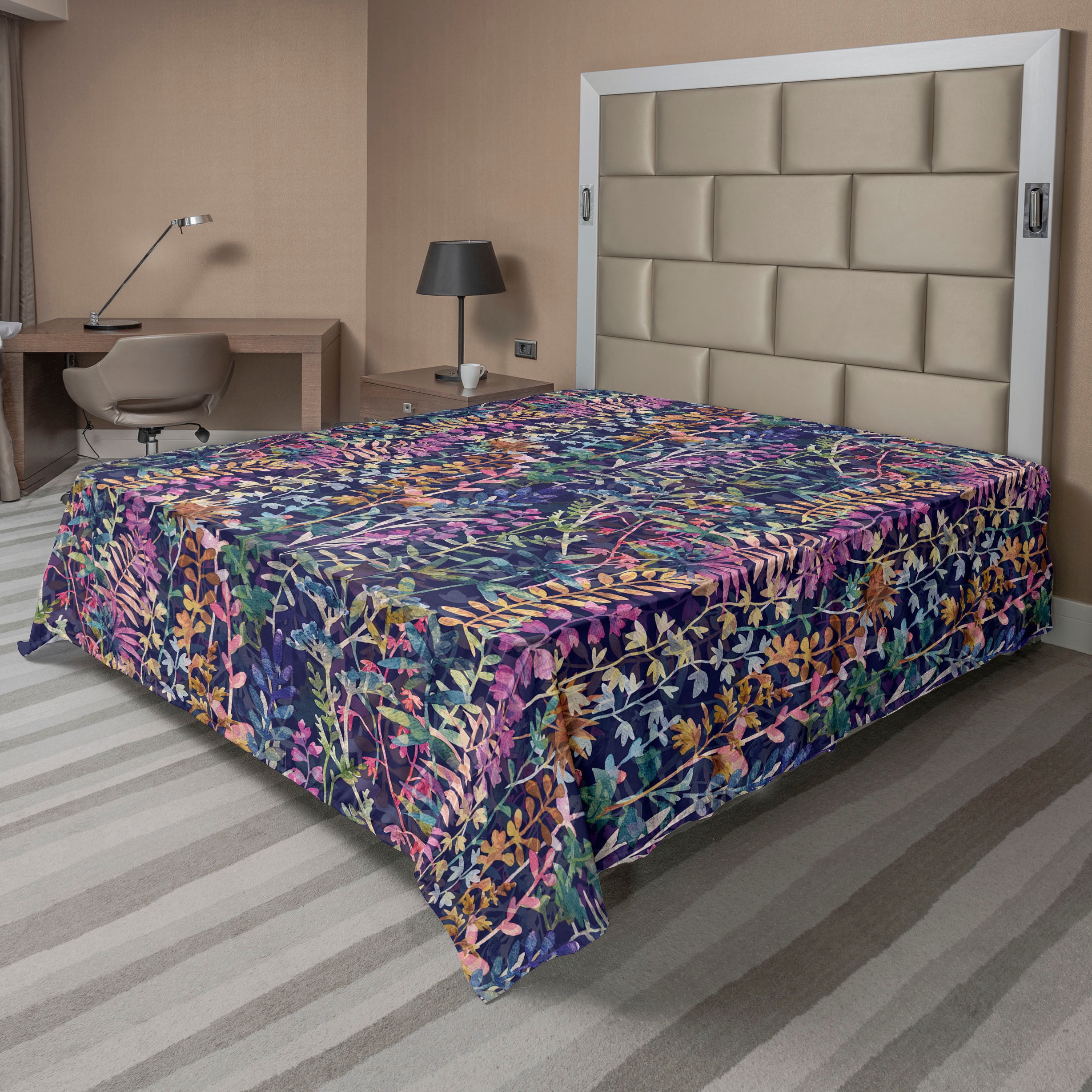 Ambesonne Spring Flat Bedding Sheet Soft Top Sheet, Watercolor Art ...