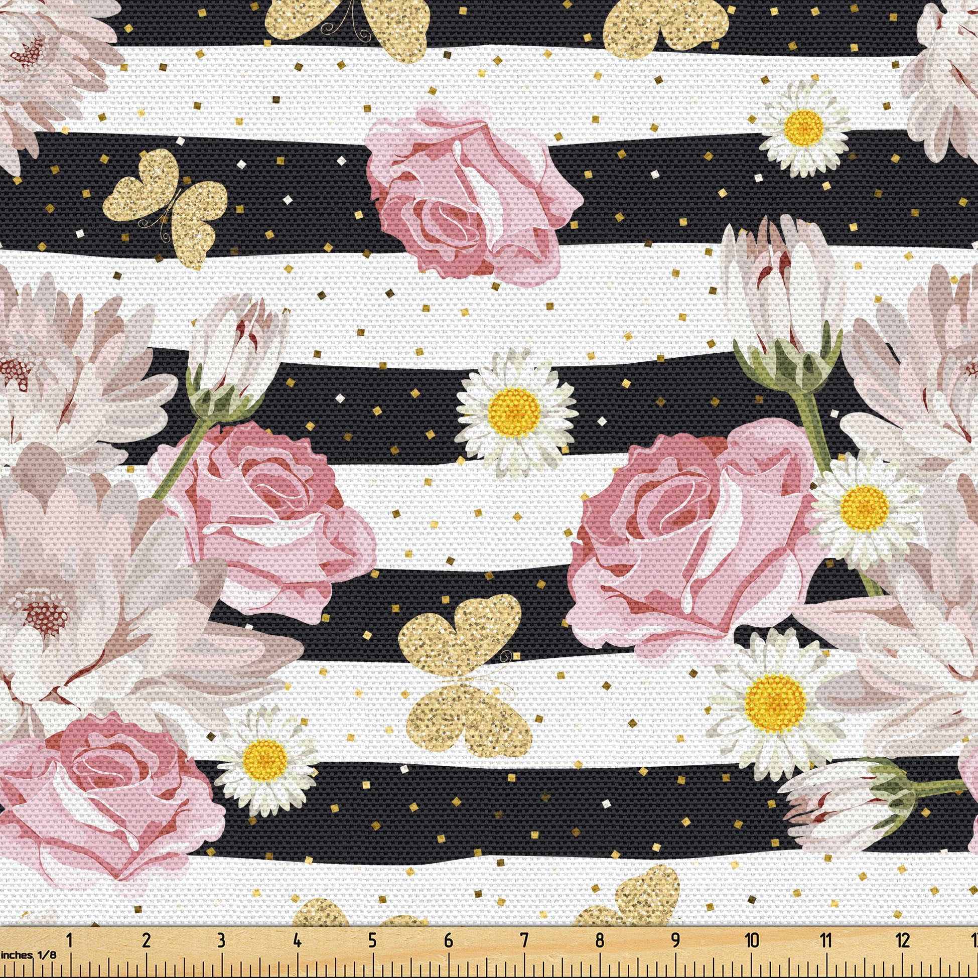 Ambesonne Spring Floral Fabric by the Yard Upholstery, Blooms Boho ...