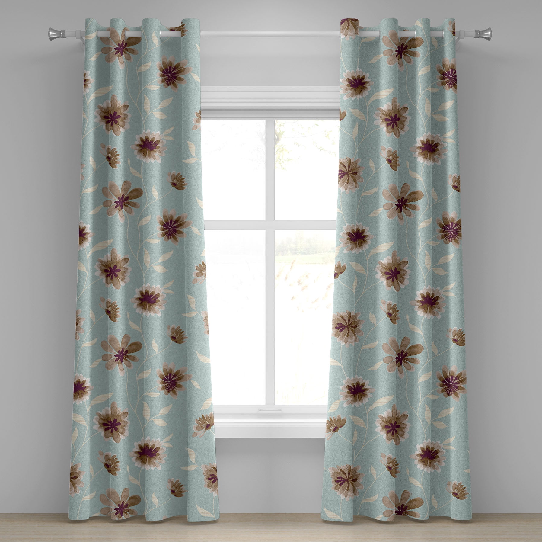 Ambesonne Spring Grommet Curtain, Flowers Foliage Vertical, 50"x108 ...