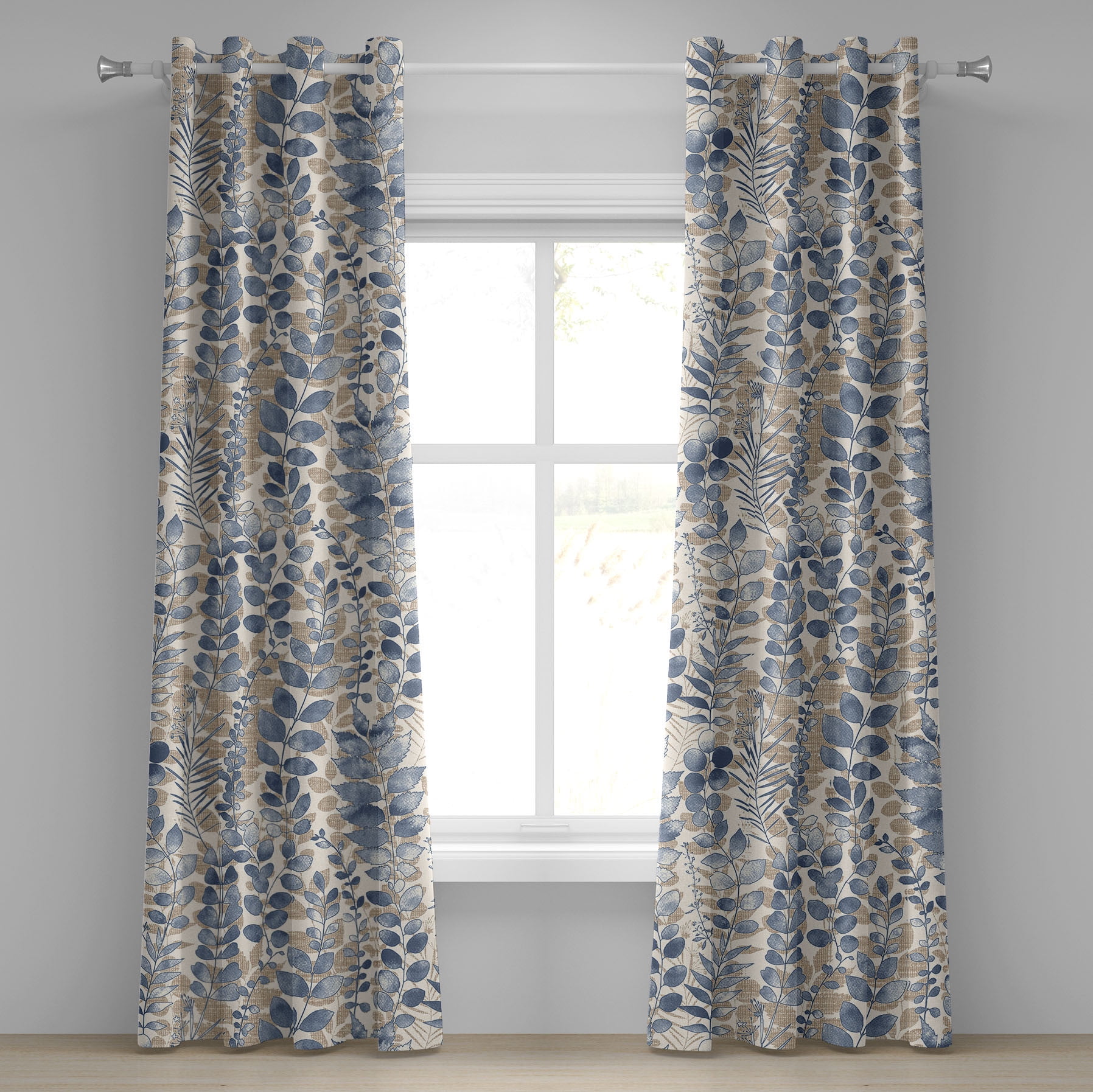 Ambesonne Spring Grommet Curtain, Overlapped Watercolor Leaves, 50"x72 ...