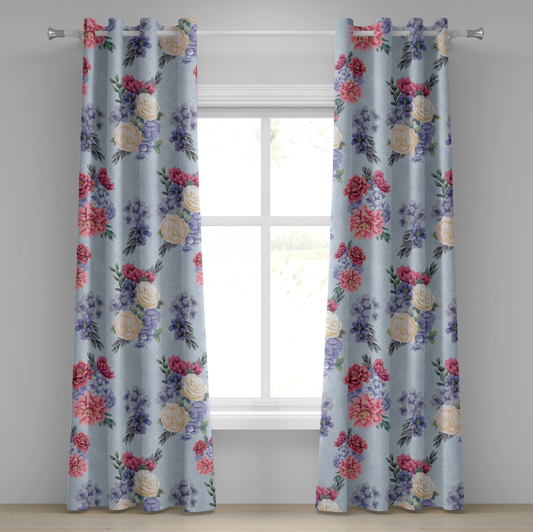 Ambesonne Spring Grommet Curtain, Rose Colorful Flowers Flora, 50"x108 ...