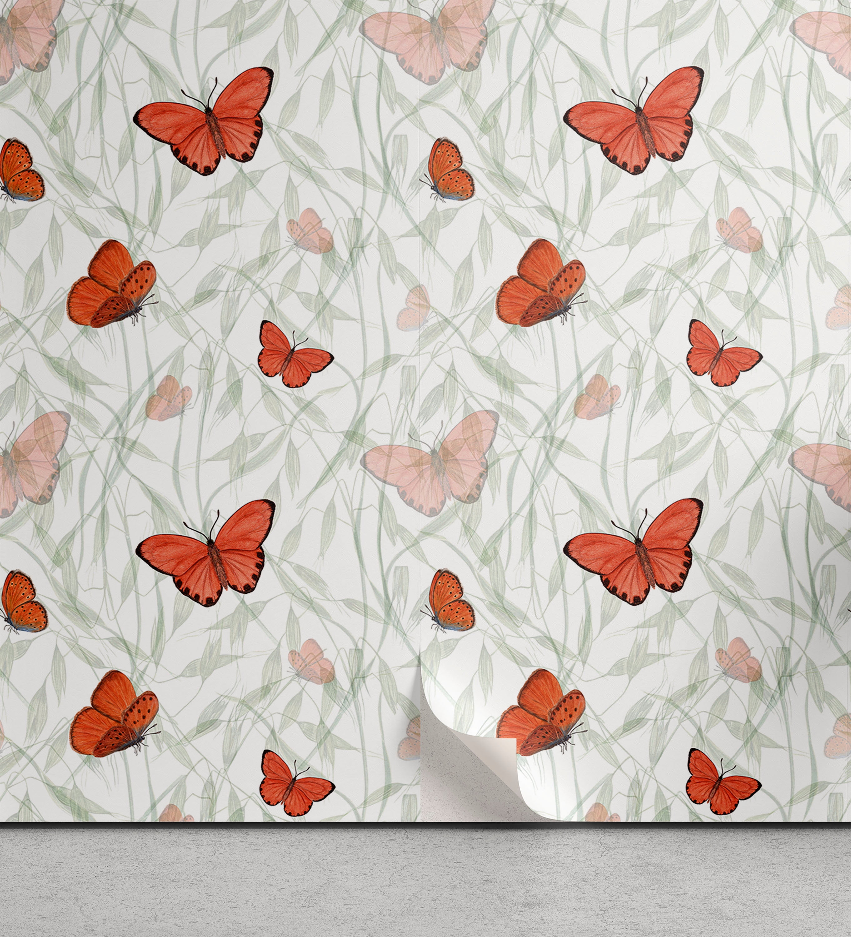 Ambesonne Spring Peel & Stick Wallpaper for Home, Butterflies Leaf ...