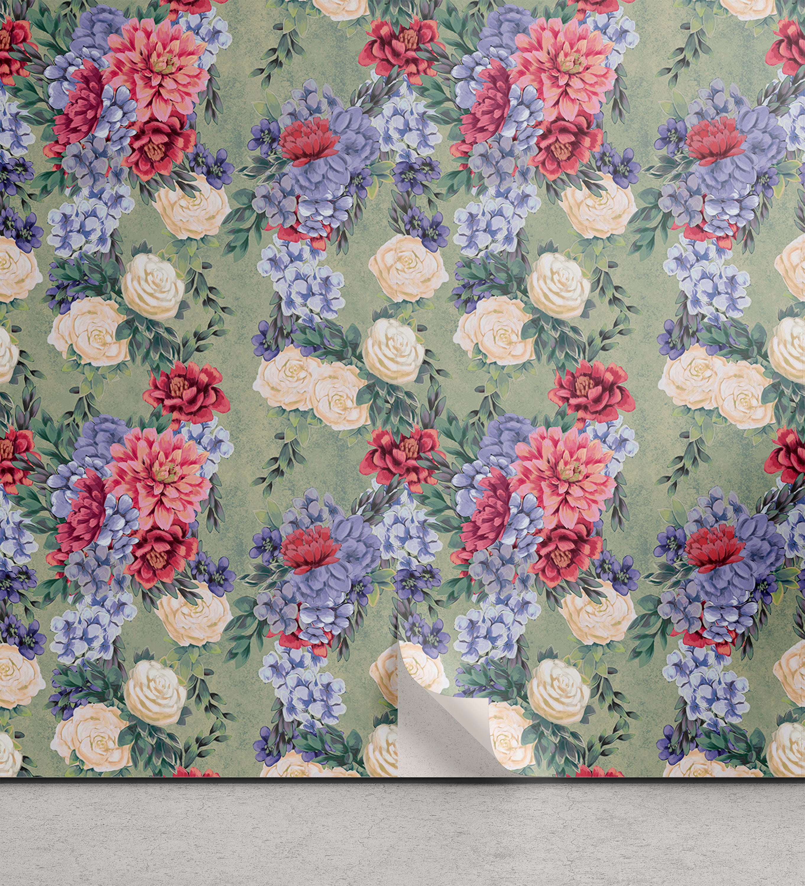Ambesonne Spring Peel & Stick Wallpaper for Home, Flowers Leaves ...