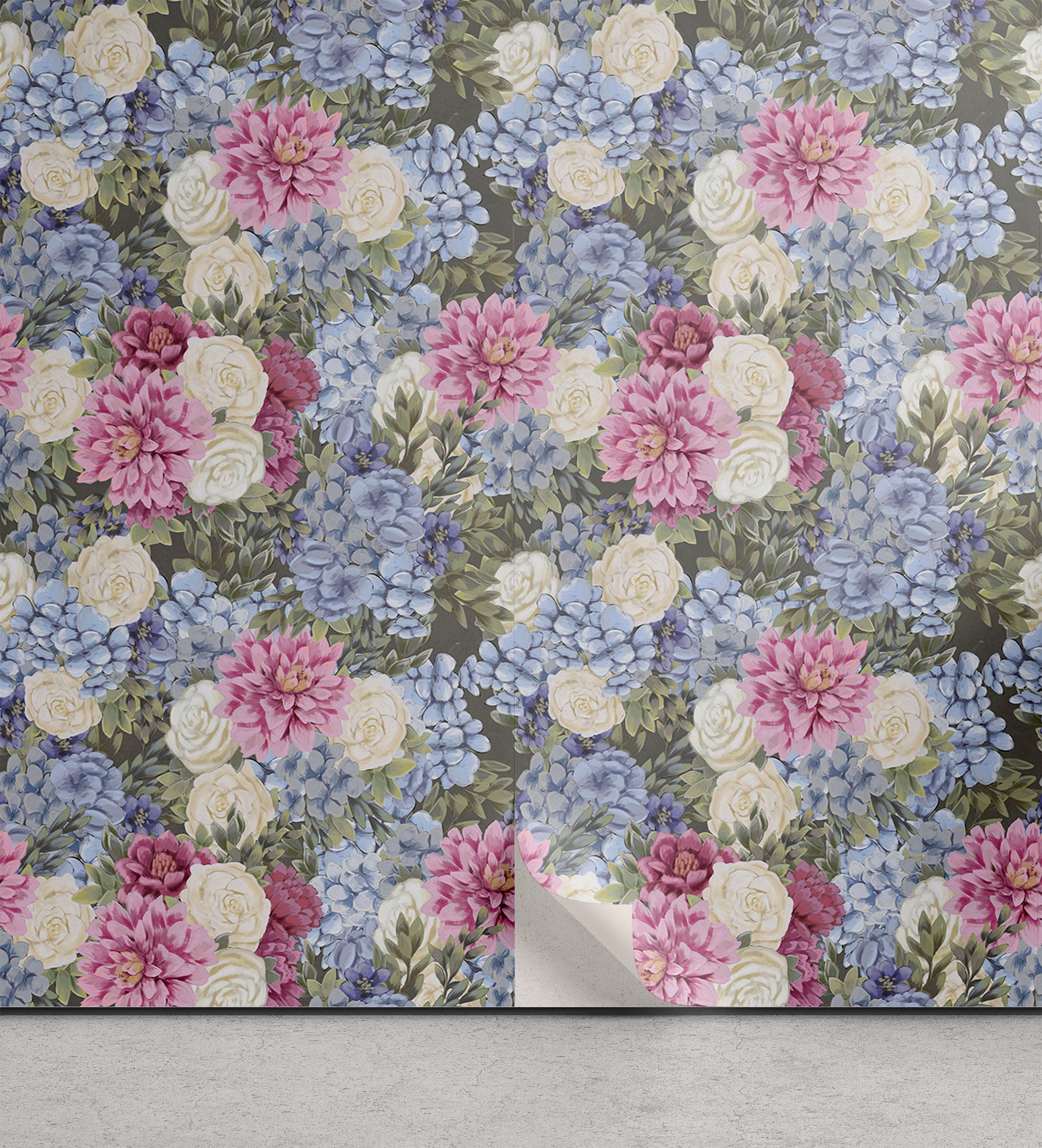 Ambesonne Spring Peel & Stick Wallpaper for Home, Hydrangea Colorful ...