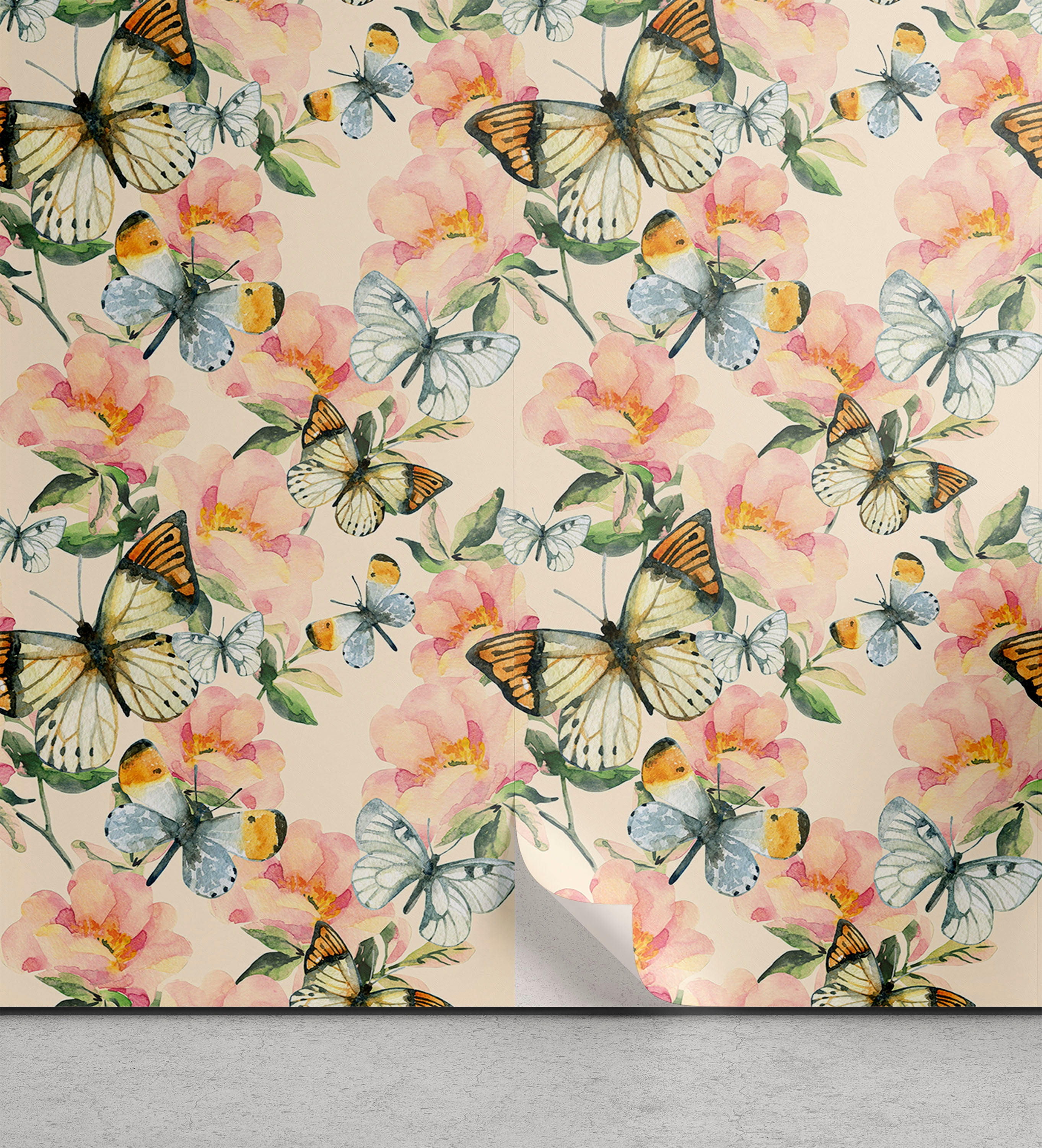 Ambesonne Spring Peel & Stick Wallpaper for Home, Pastel Butterflies ...