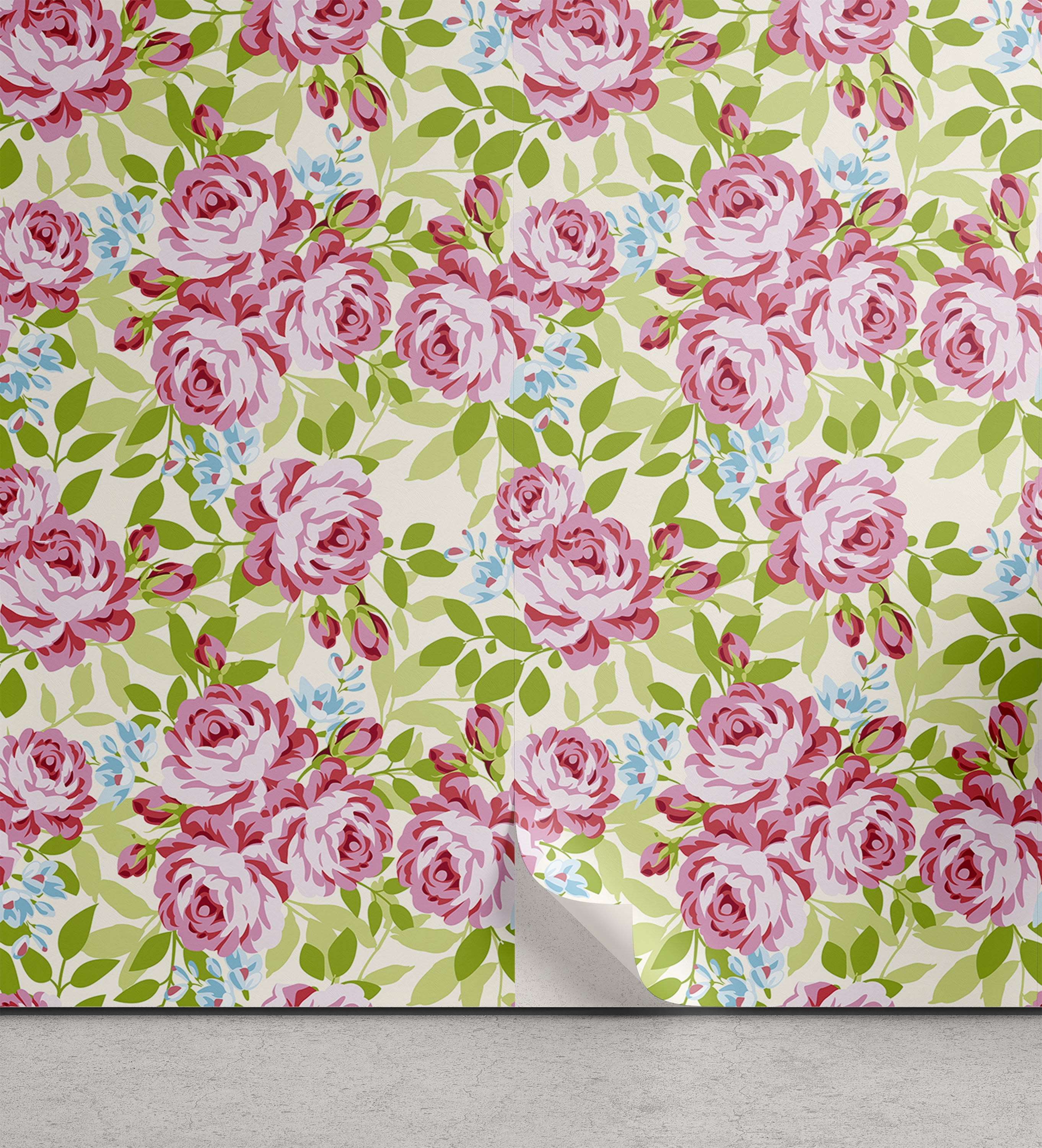 Ambesonne Spring Peel & Stick Wallpaper for Home, Roses Leaves Garden ...