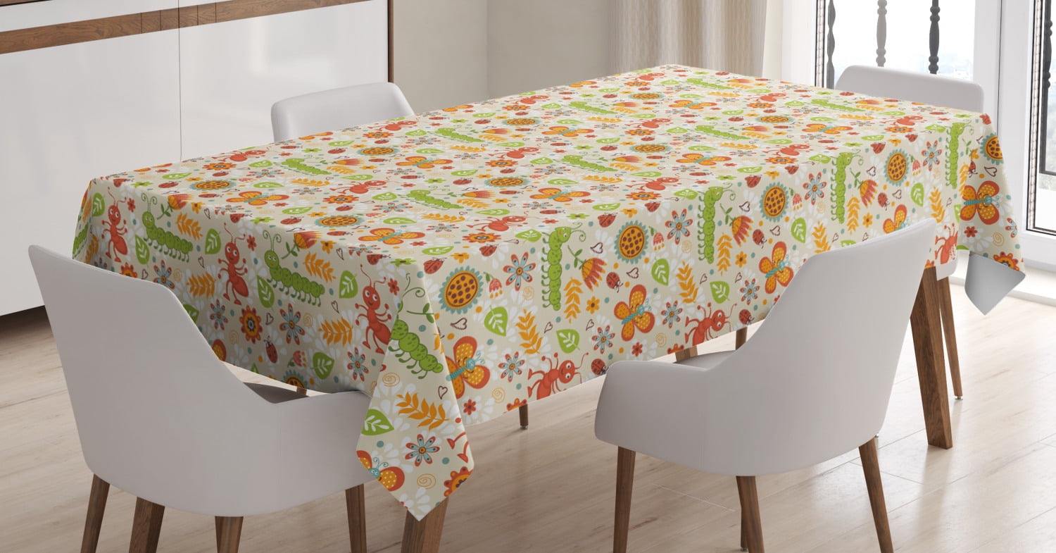 Ambesonne Spring Tablecloth Rectangular Table Cover, Jolly Cartoon Ant ...