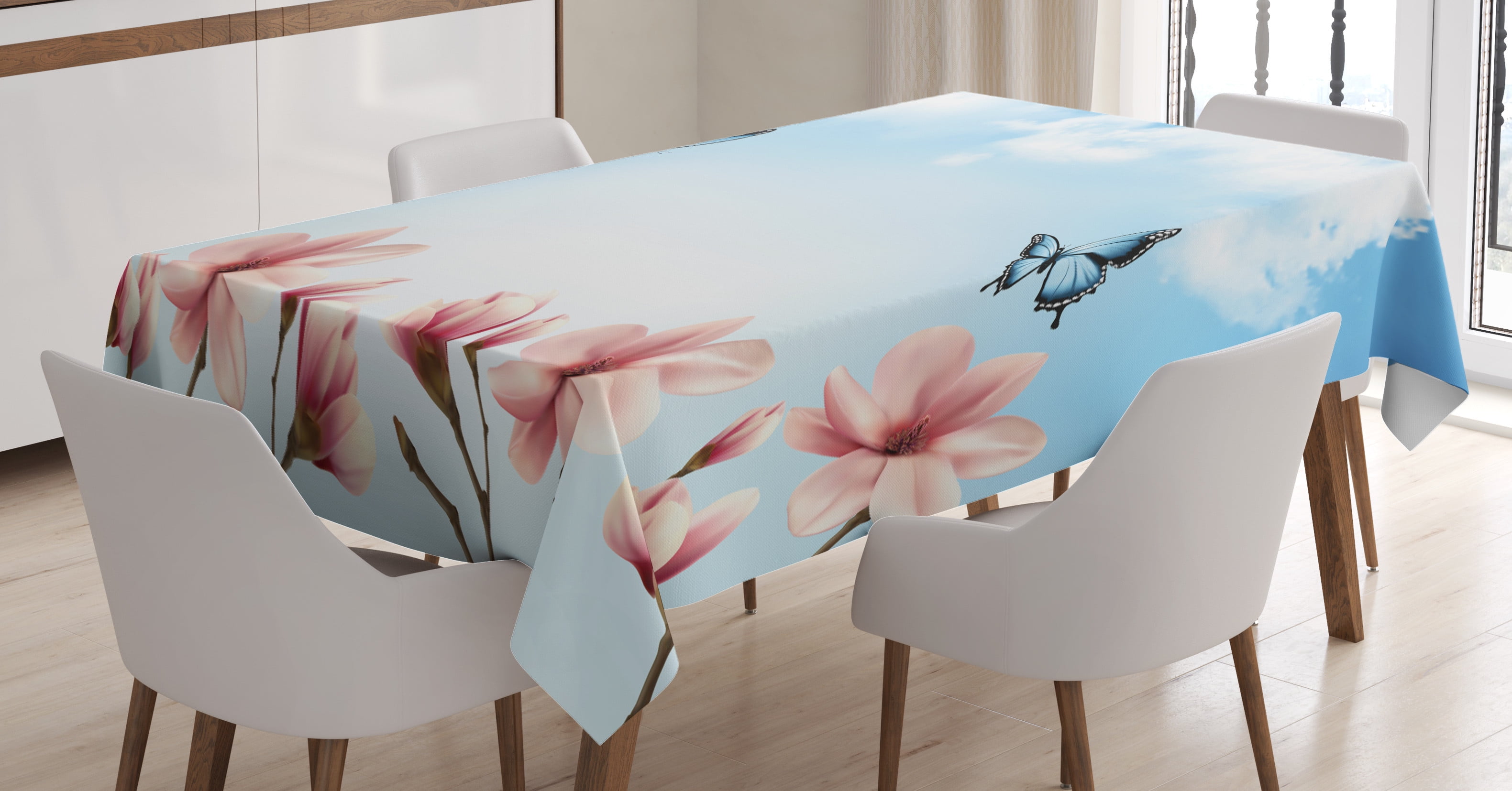 Ambesonne Spring Tablecloth Rectangular Table Cover, Magnolia Branches ...
