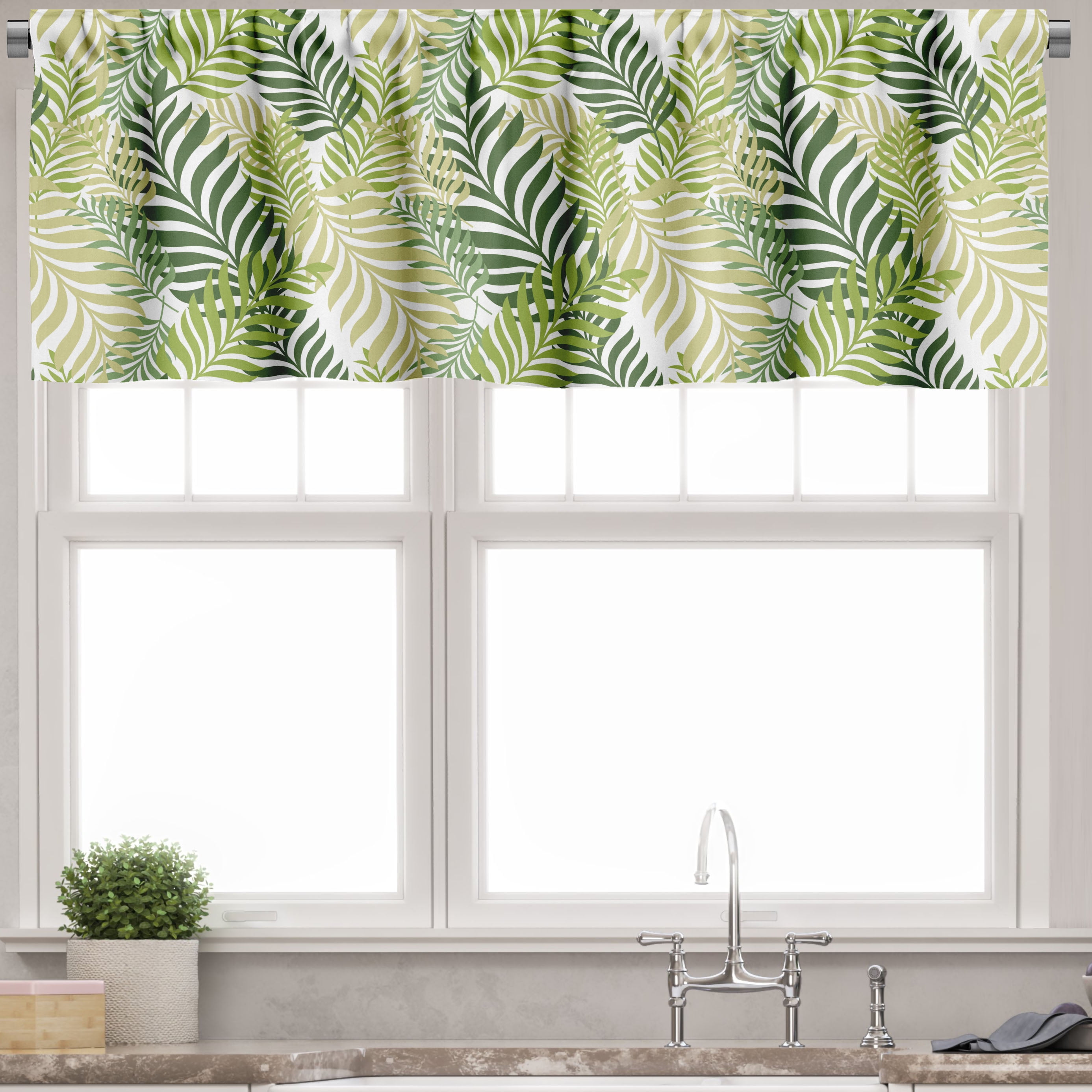 Ambesonne Spring Valance Pack of 2, Tropic Exotic Palm Trees, 54"X18 ...