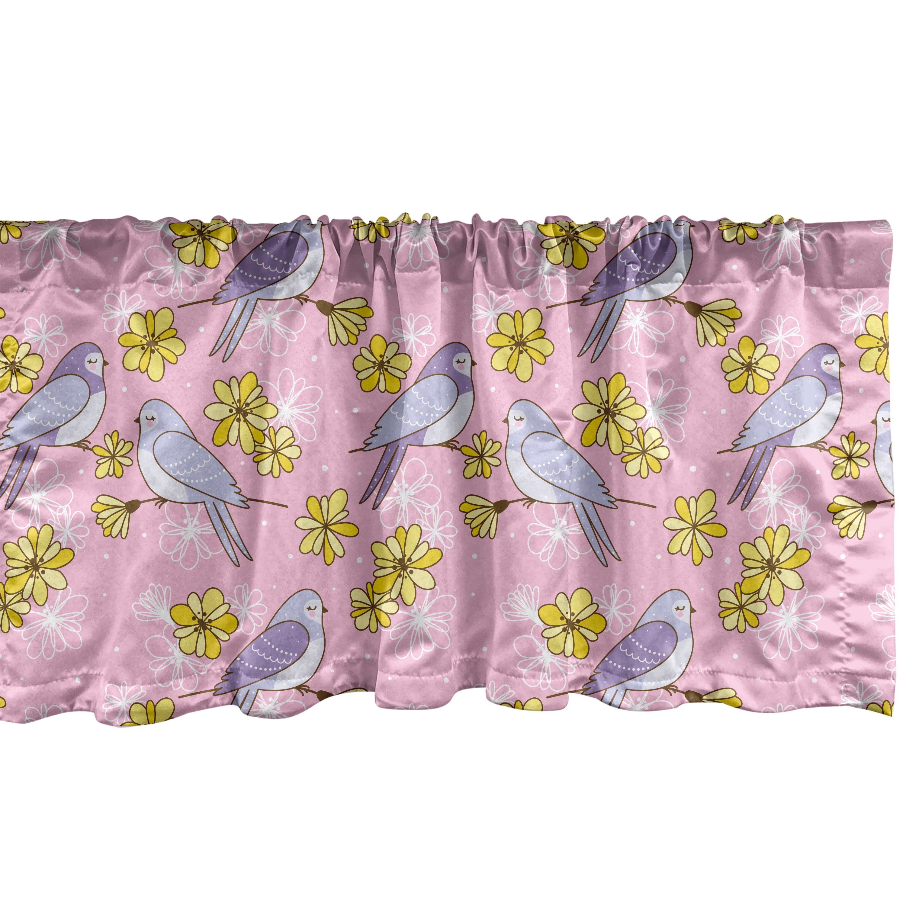 Ambesonne Spring Window Valance, Birds Sitting on Tree Branch, 42" x 12 ...