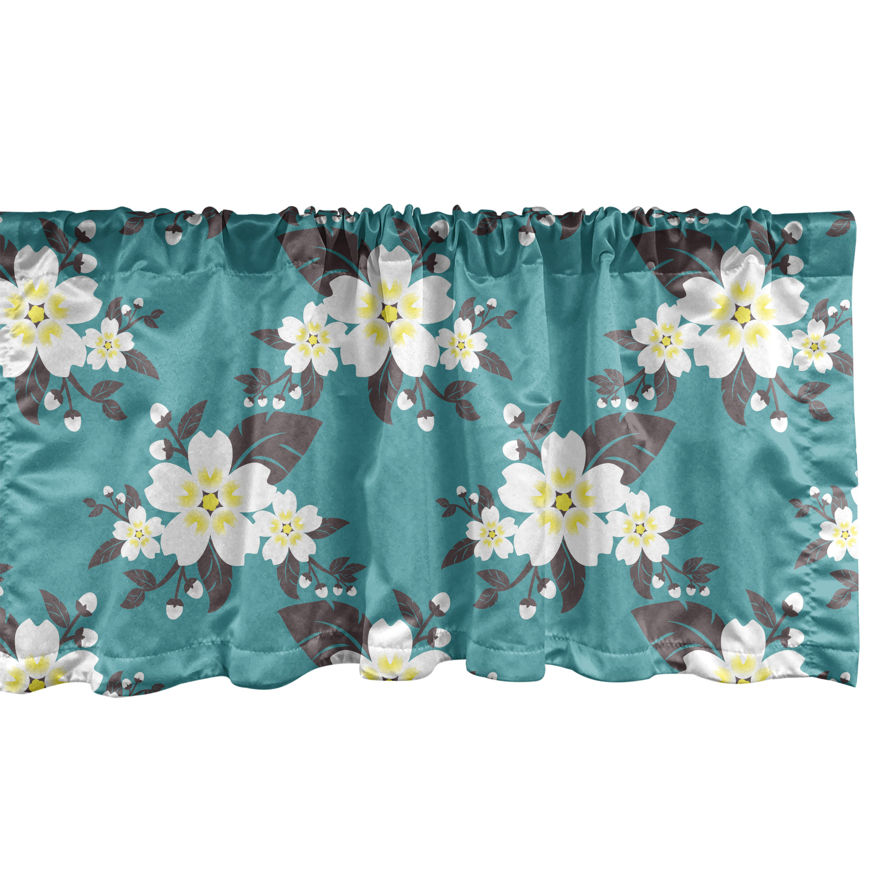 Ambesonne Spring Window Valance, Buds and Blossoms of a Gentle Spring ...