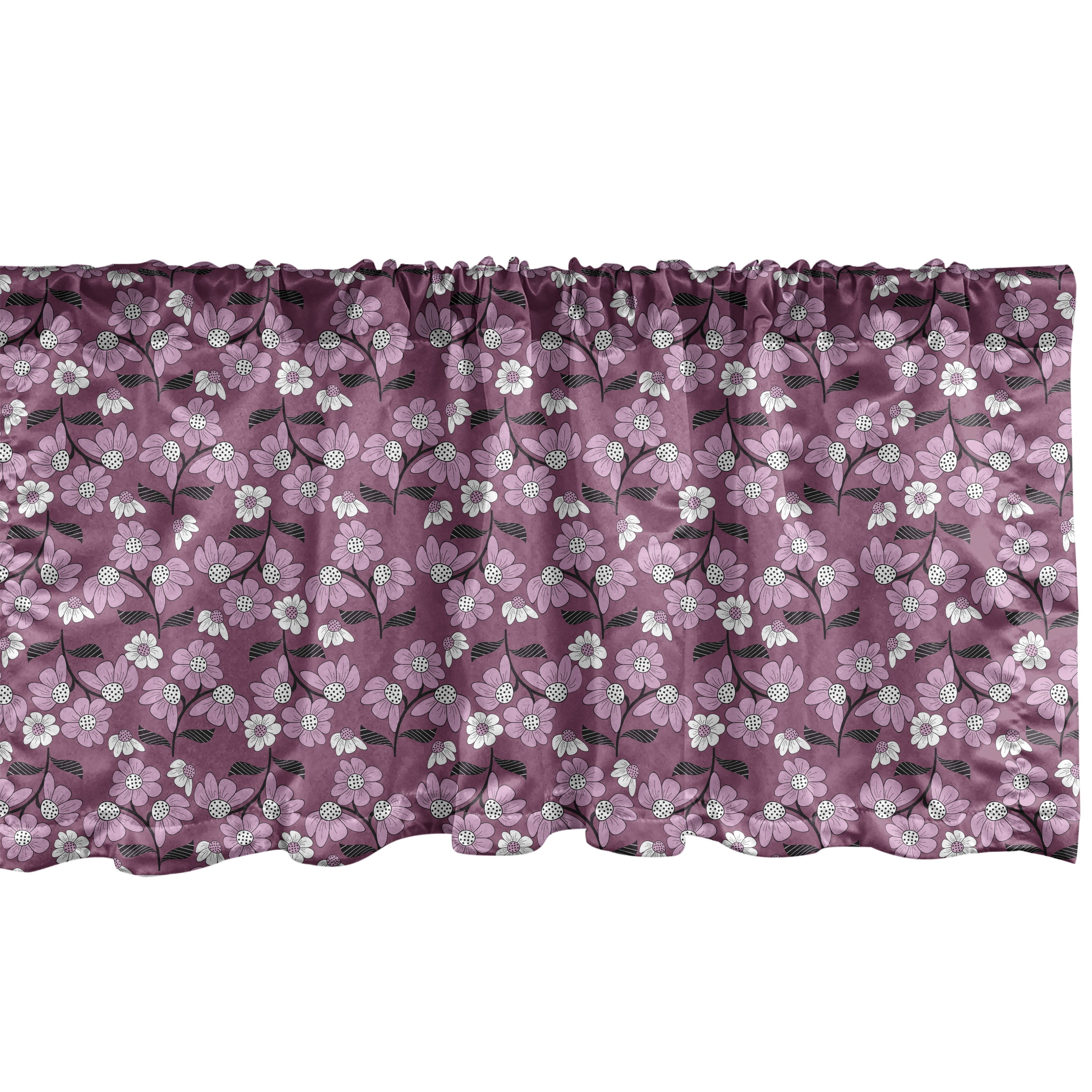 Ambesonne Spring Window Valance, Lilac Toned Flowers Leaves, 54" X 18 ...