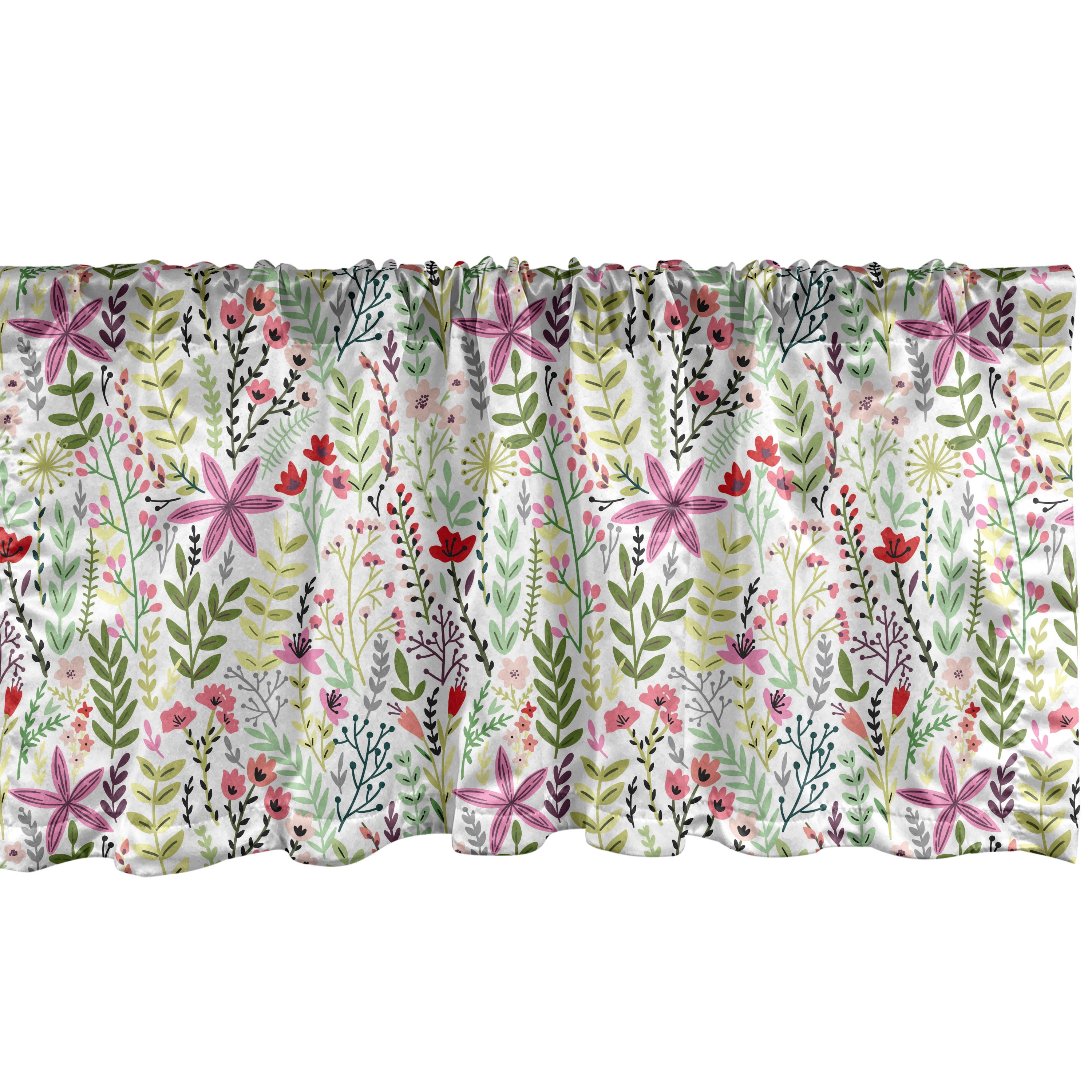 Ambesonne Spring Window Valance, Pointy Petals Flowers Art, 54" X 18 ...