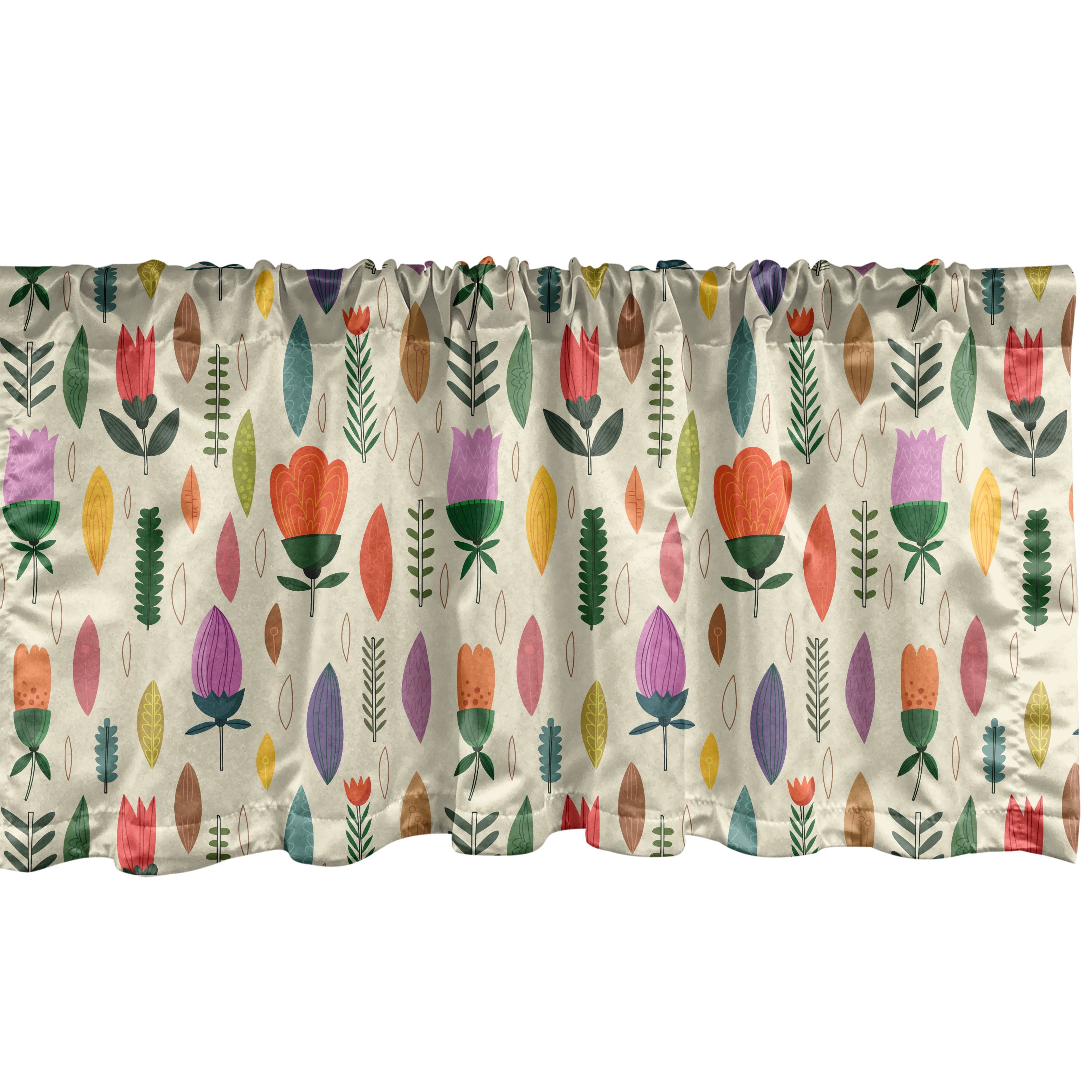 Ambesonne Spring Window Valance, Seasonal Fun Pattern in Pastel Shades ...