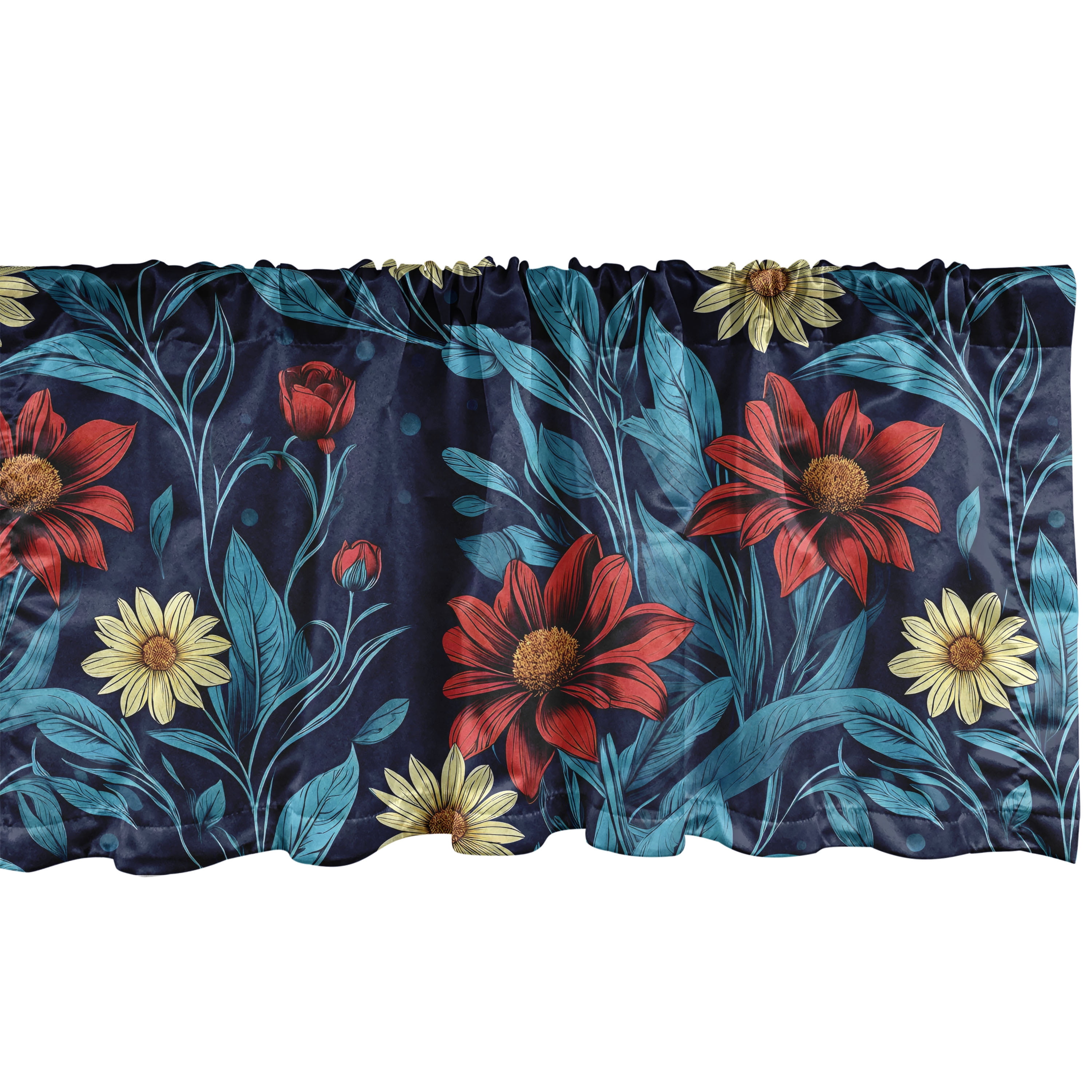 Ambesonne Spring Window Valance with Rod Pocket, Flowers Jungle ...