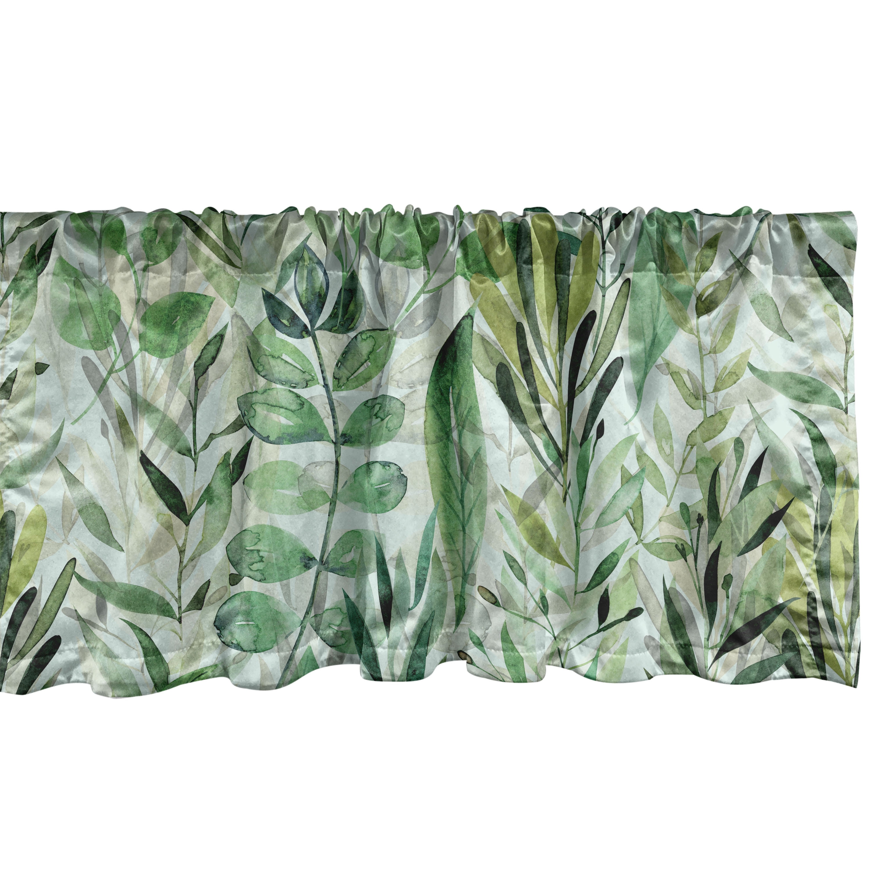 Ambesonne Spring Window Valance with Rod Pocket, Watercolor Botanical ...