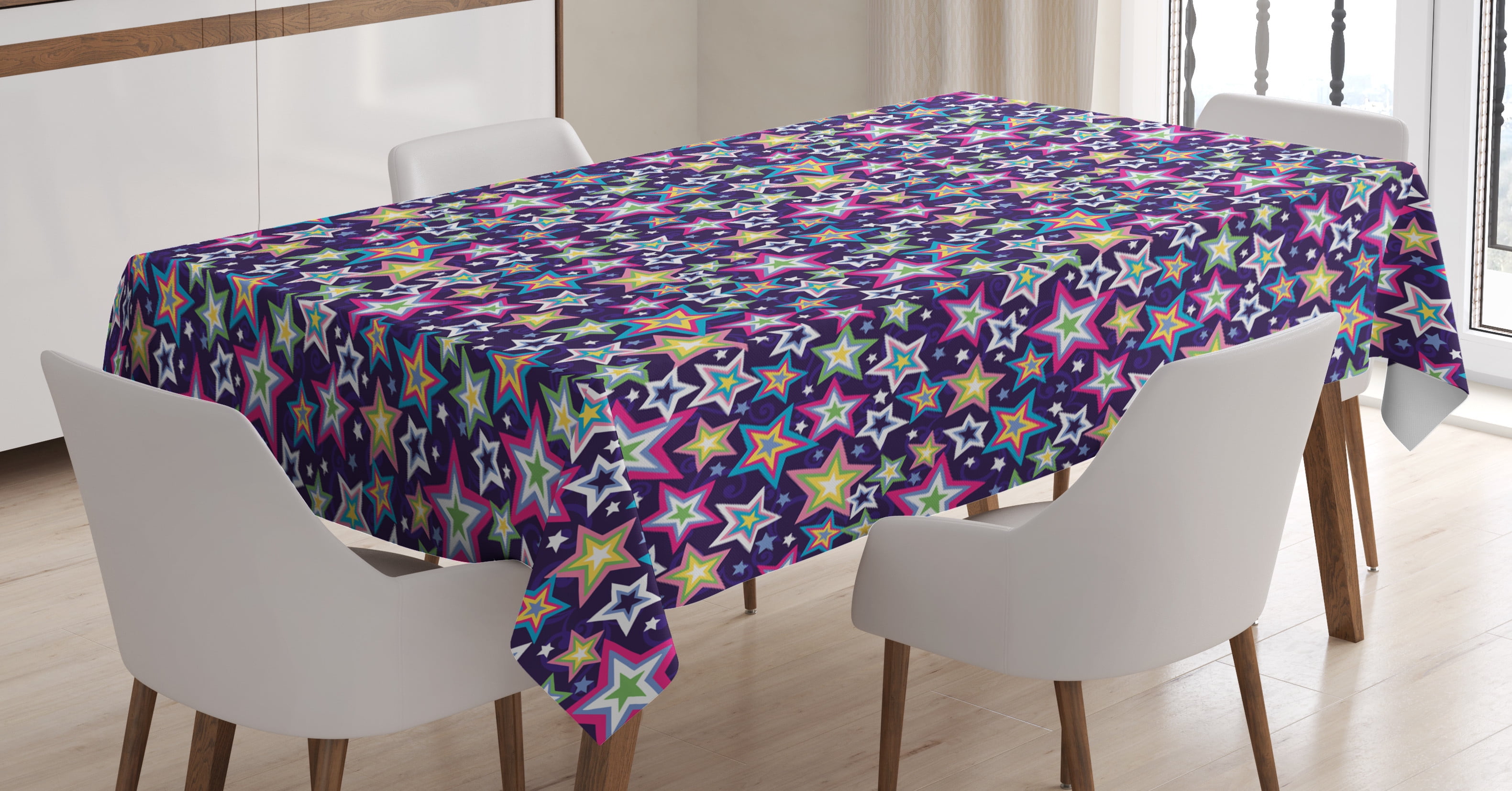Ambesonne Star Tablecloth Rectangular Table Cover, Stars and Space ...