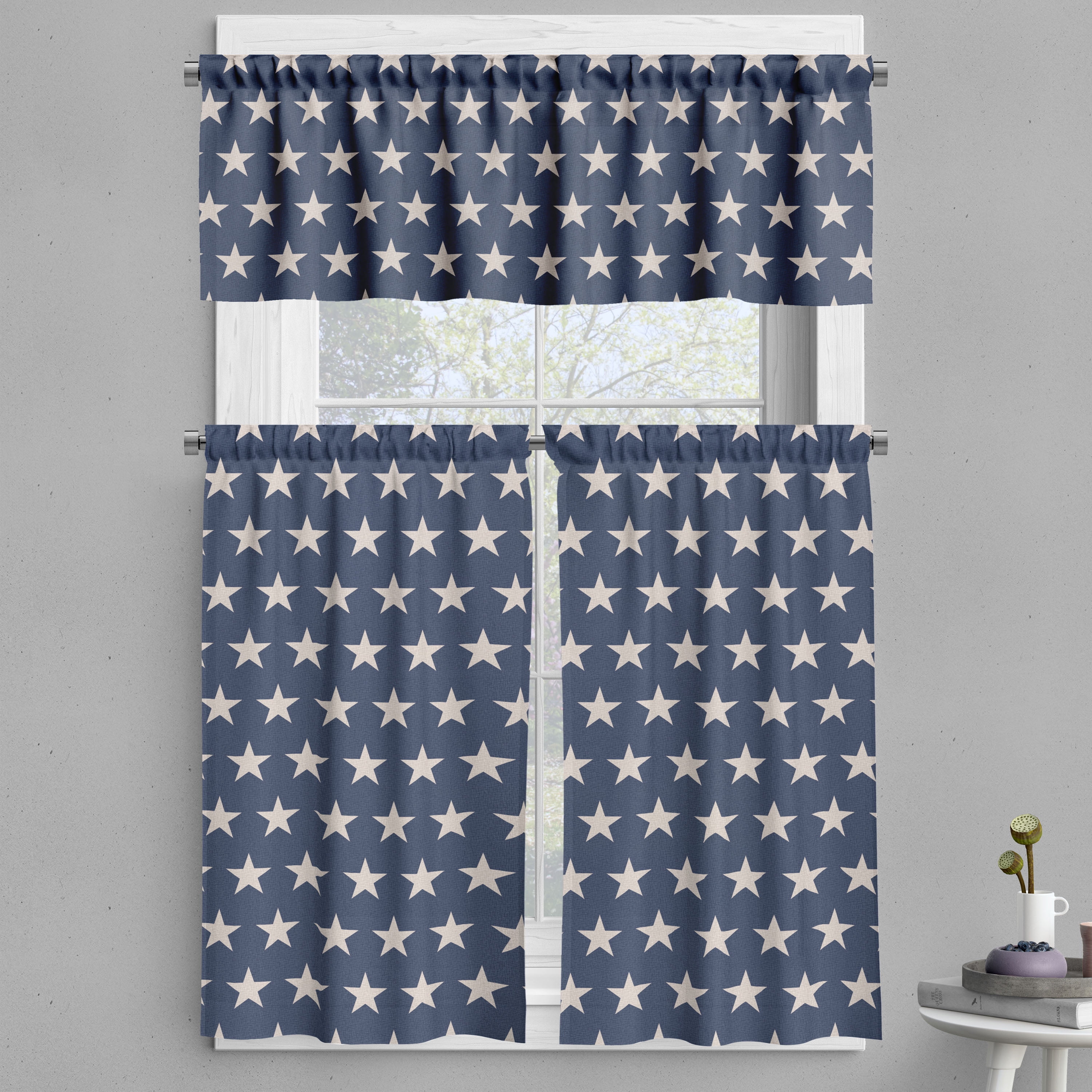 Ambesonne Star Valance & Curtain, Patriotic Freedom, 55"x30", Violet ...