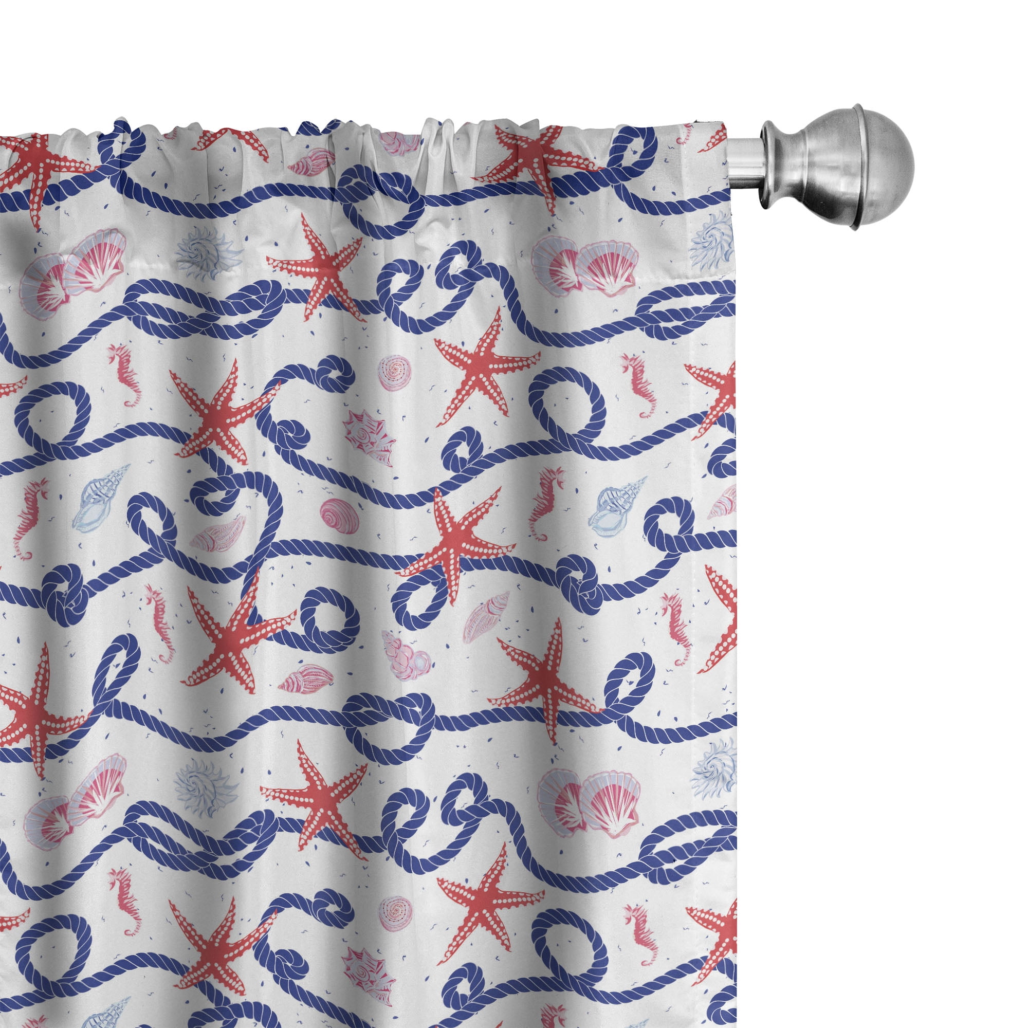 Ambesonne Starfish Curtains, Scallops, Pair of 28"x95", Multicolor ...
